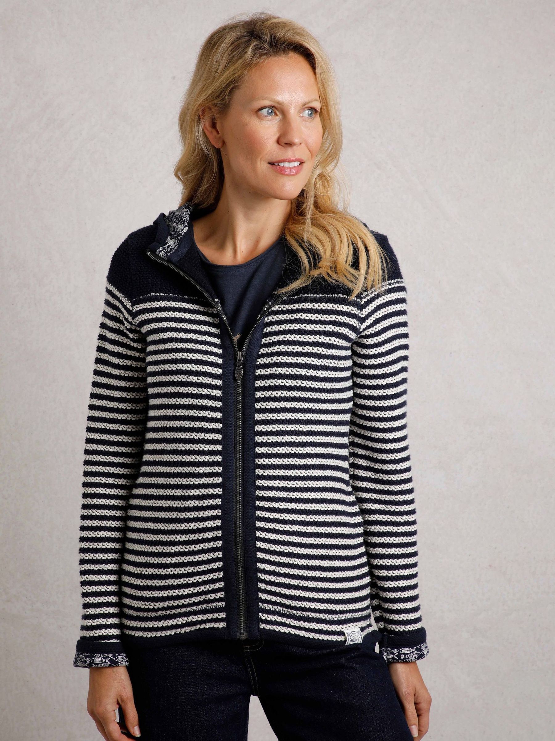 Buy Weird Fish Blue Bianca Full Zip Striped Macaroni Hoodie from Next ...