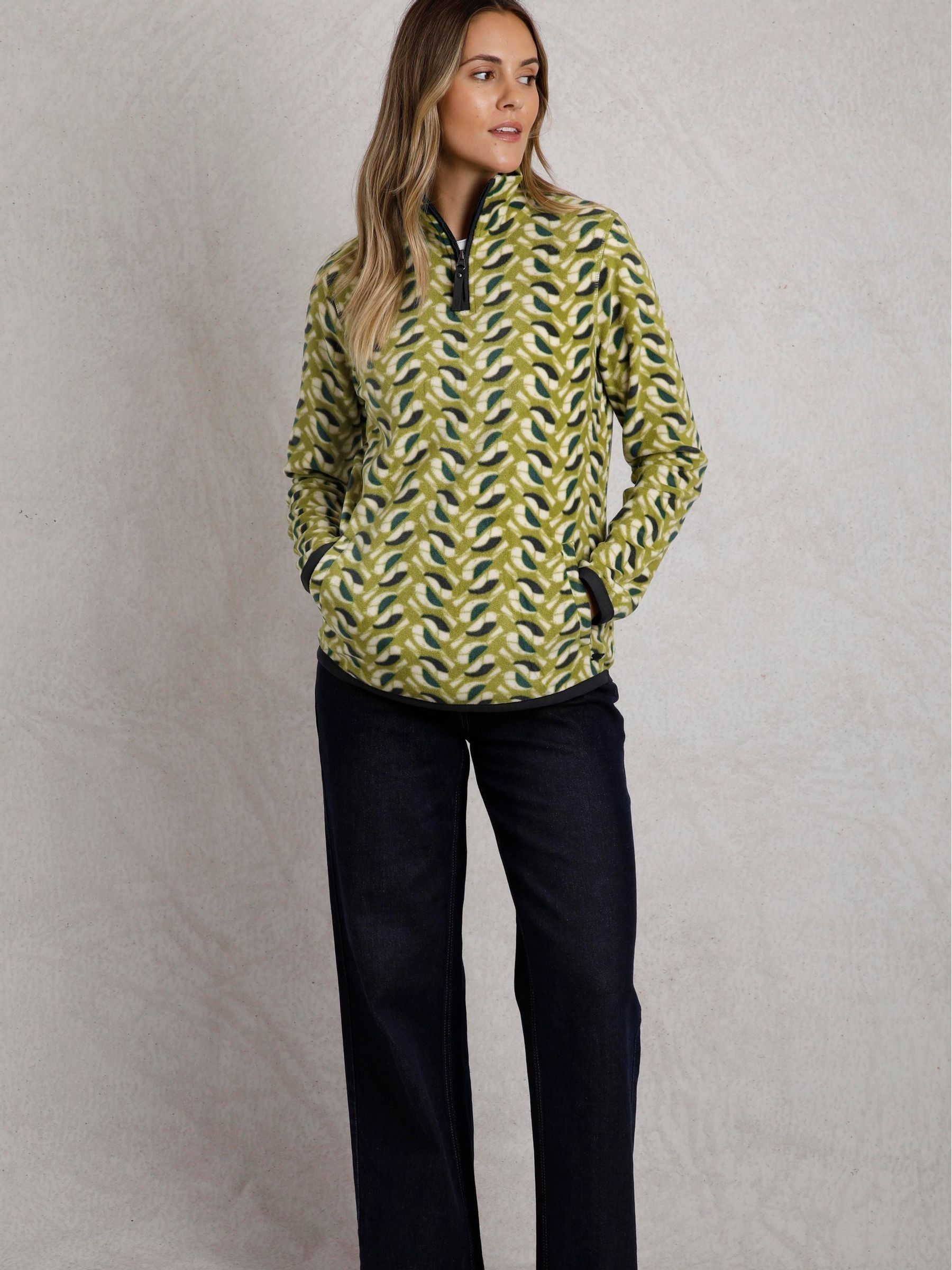 Buy Weird Fish Green Reena 1/4 Zip Printed Micro Fleece from the Next ...