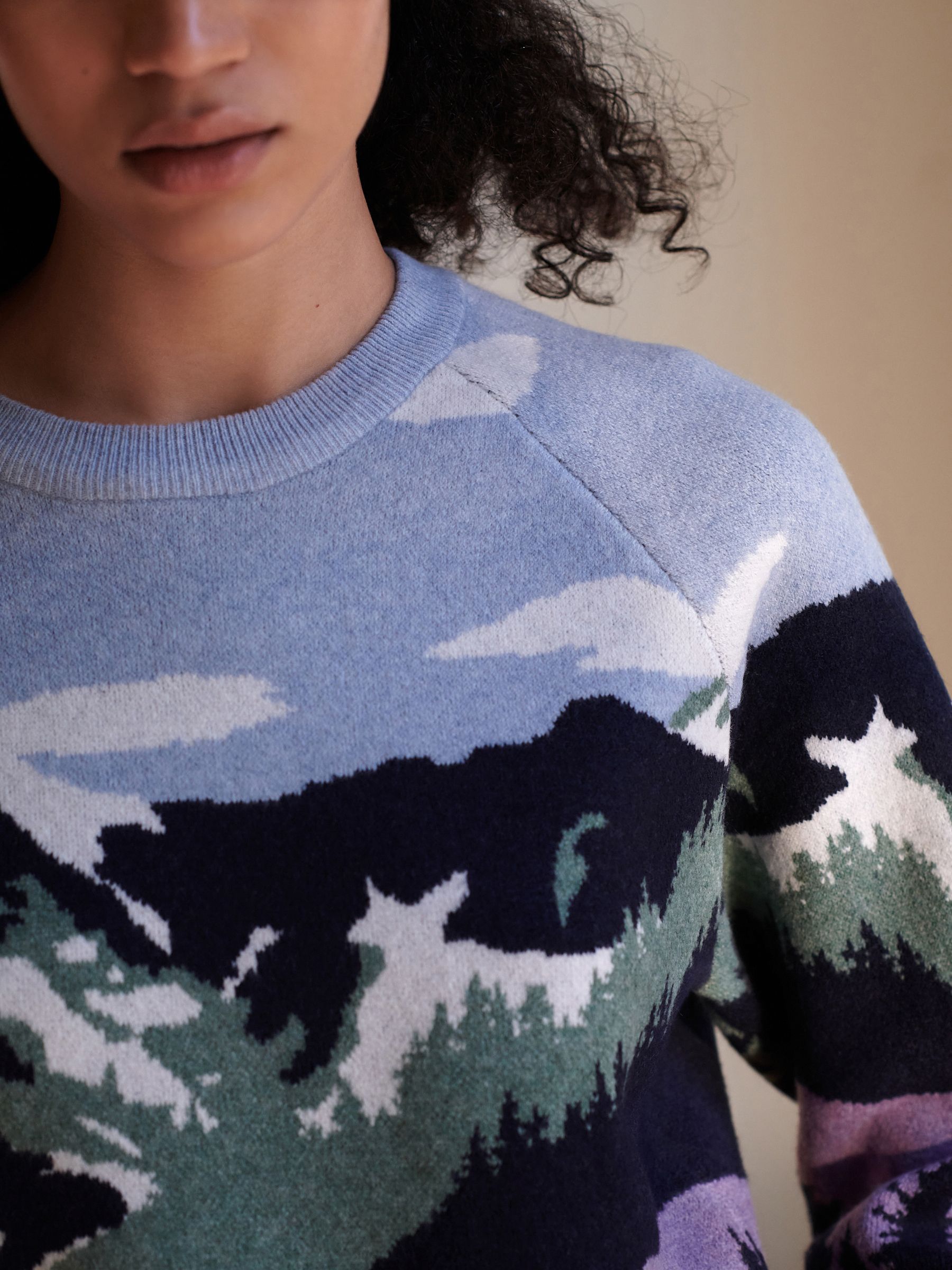 Buy Multi Landscape Scene Supersoft Crew Neck Long Sleeve Jumper from ...