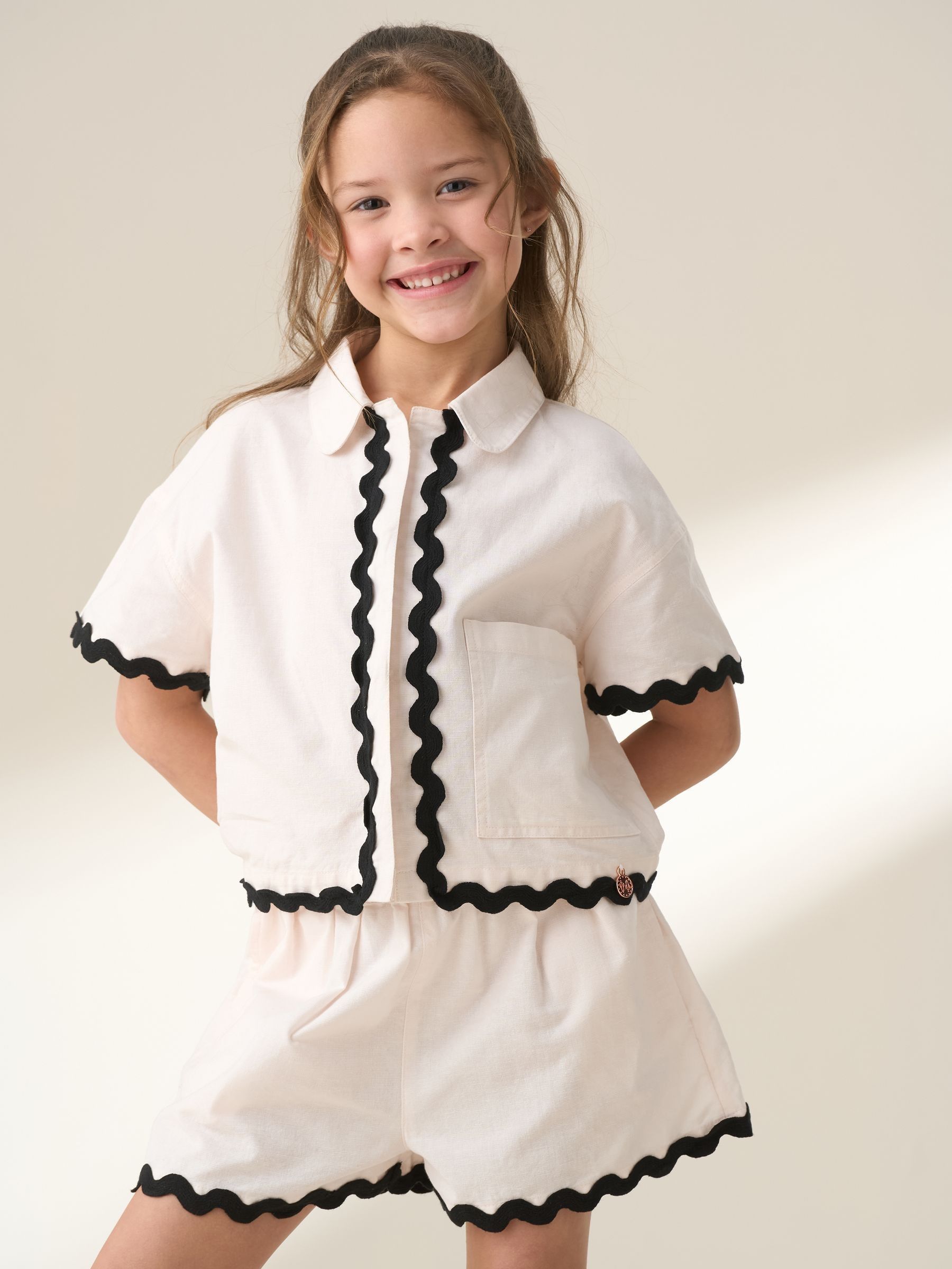 Buy Angel & Rocket Cream Brooke Ric Rac Shirt & Shorts Set from the ...