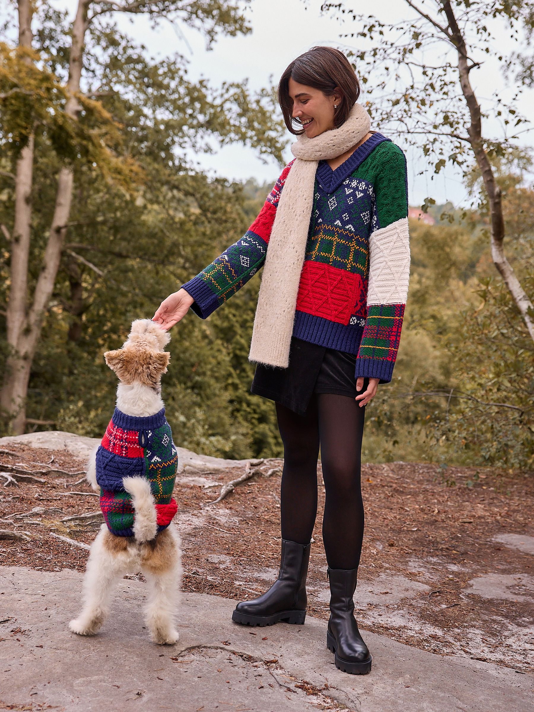 Buy Navy Blue Patchwork Christmas Jumper from the Next UK online shop