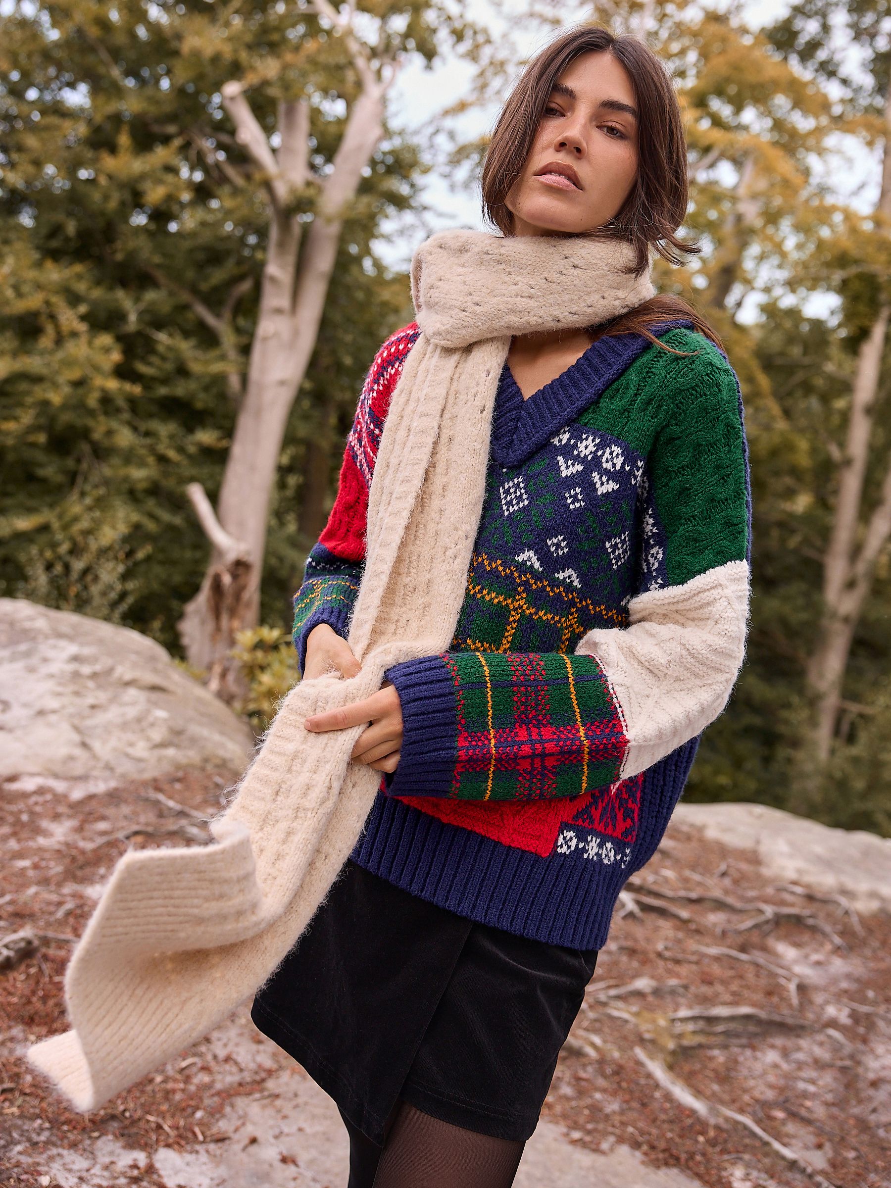 Buy Navy Blue Patchwork Christmas Jumper from the Next UK online shop