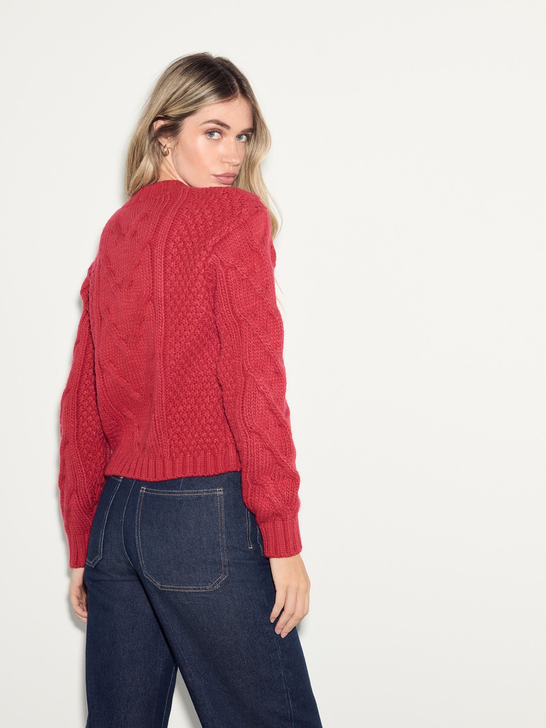 Buy Cherry Red Chunky Cable Knit Cardigan from the Next UK online shop