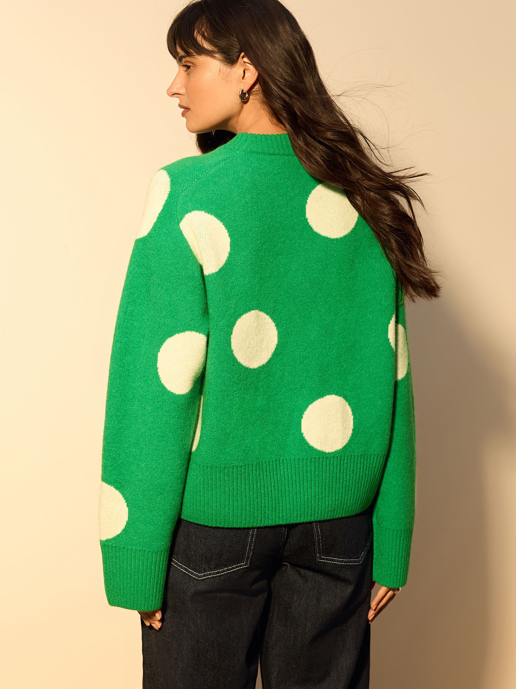 Buy Bright Green Spot Crew Neck Knitted Jumper with Wool from Next ...