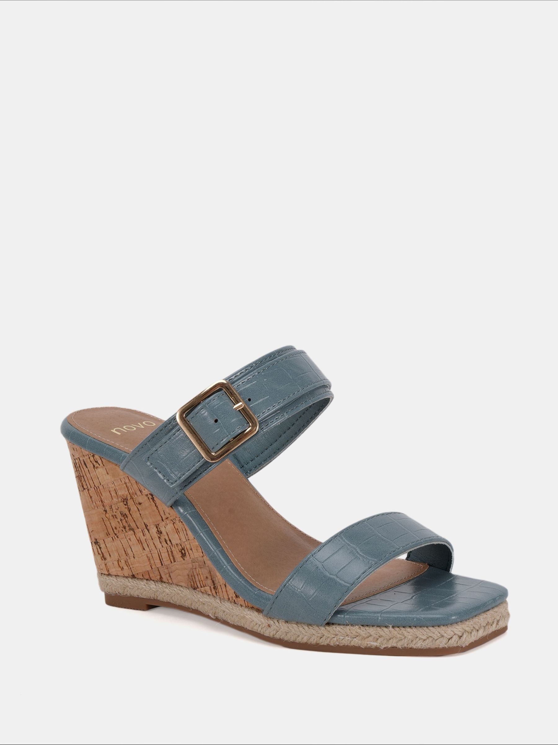 Buy Novo Blue Birch Buckle Mule Wedge Sandals from the Next UK online shop