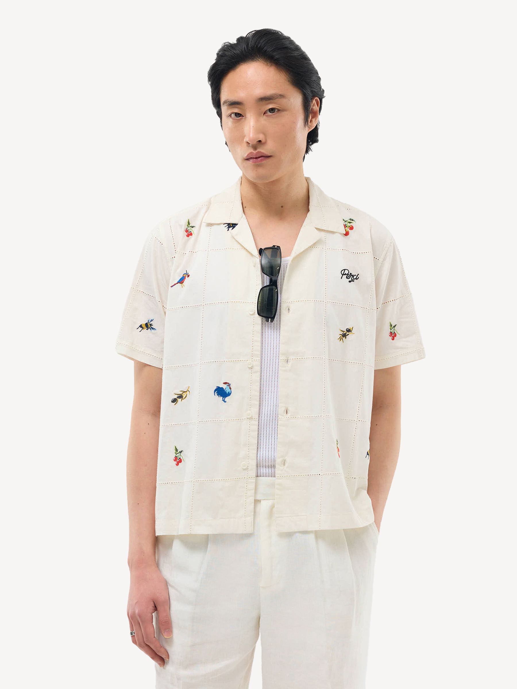 Buy Percival Cream Olive Tapestry Shirt from the Next UK online shop