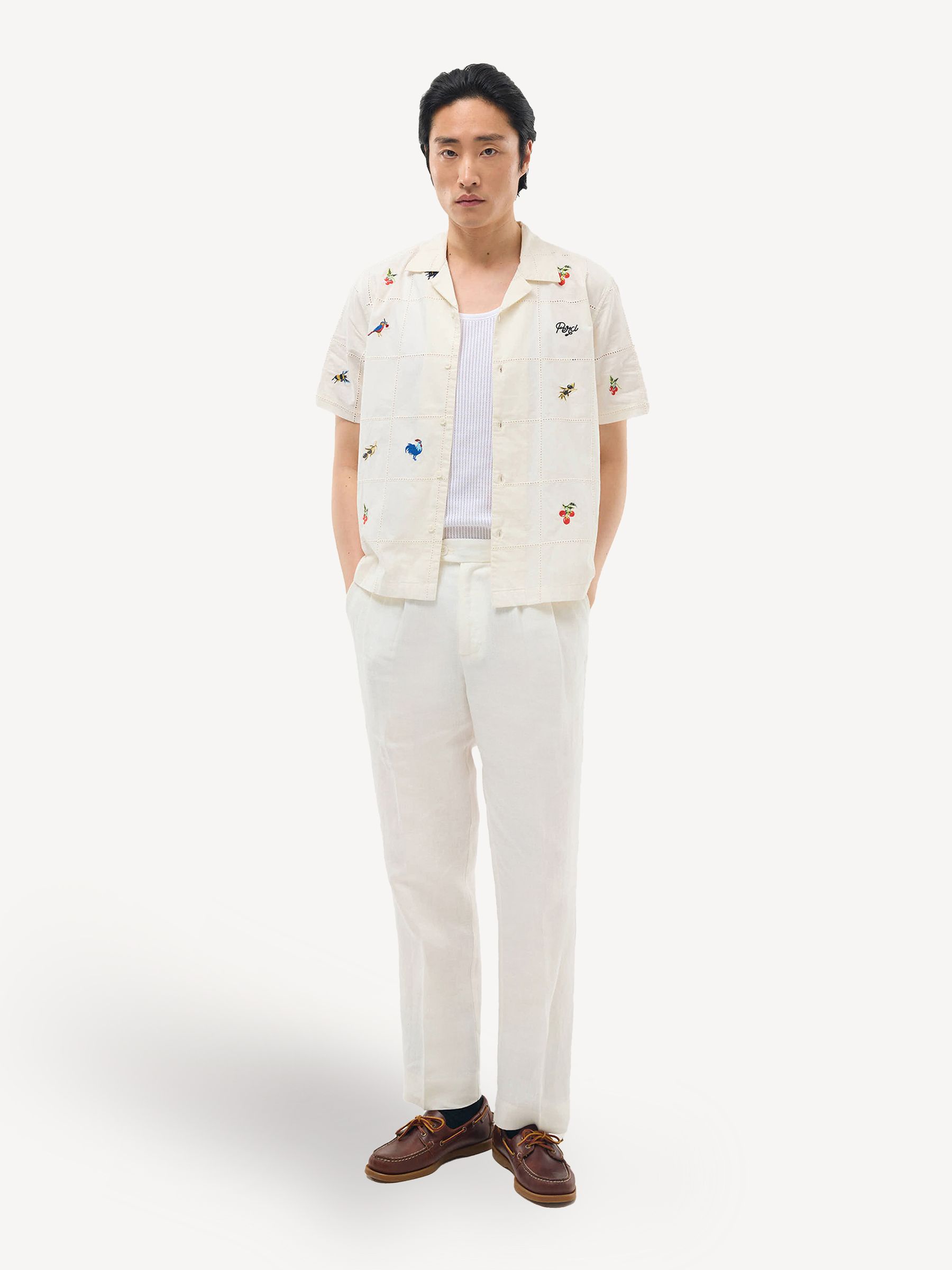 Buy Percival Cream Olive Tapestry Shirt from the Next UK online shop
