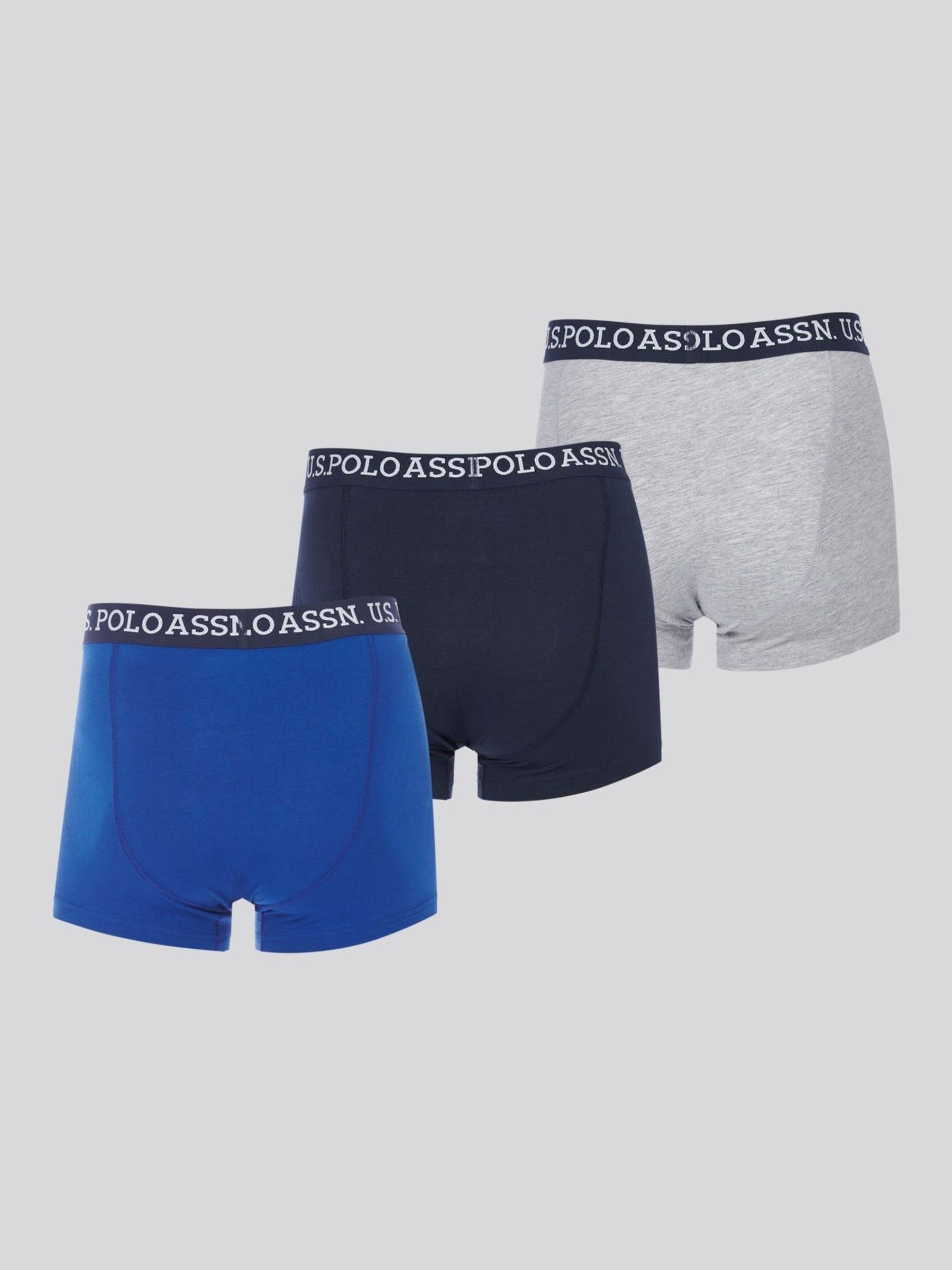 Buy U.S. Polo Assn. Grey Mens 3 Pack Multi Boxer Shorts from the Next ...