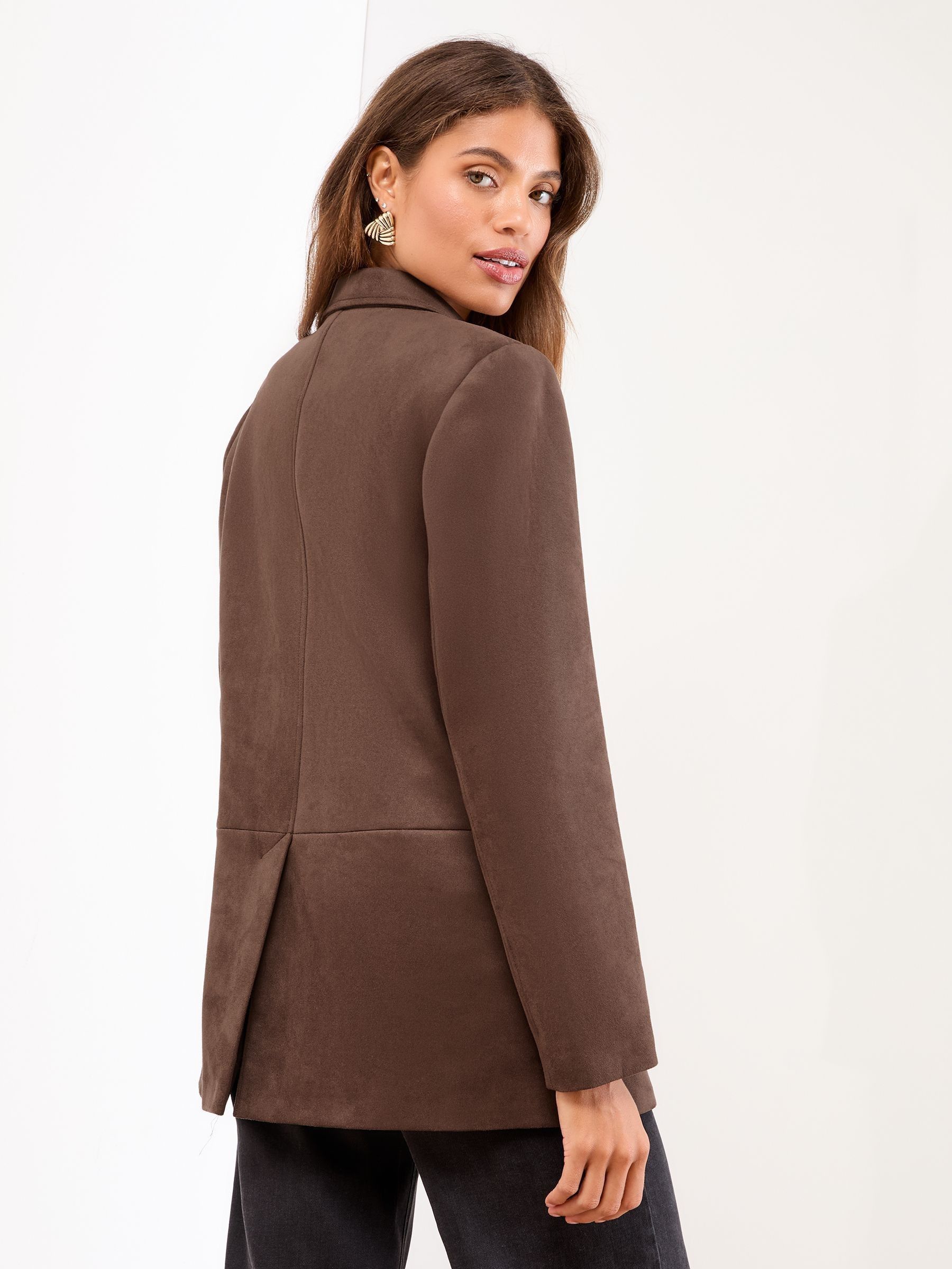 Buy Lipsy Chocolate Brown Faux Suede Single Breasted Blazer from Next ...