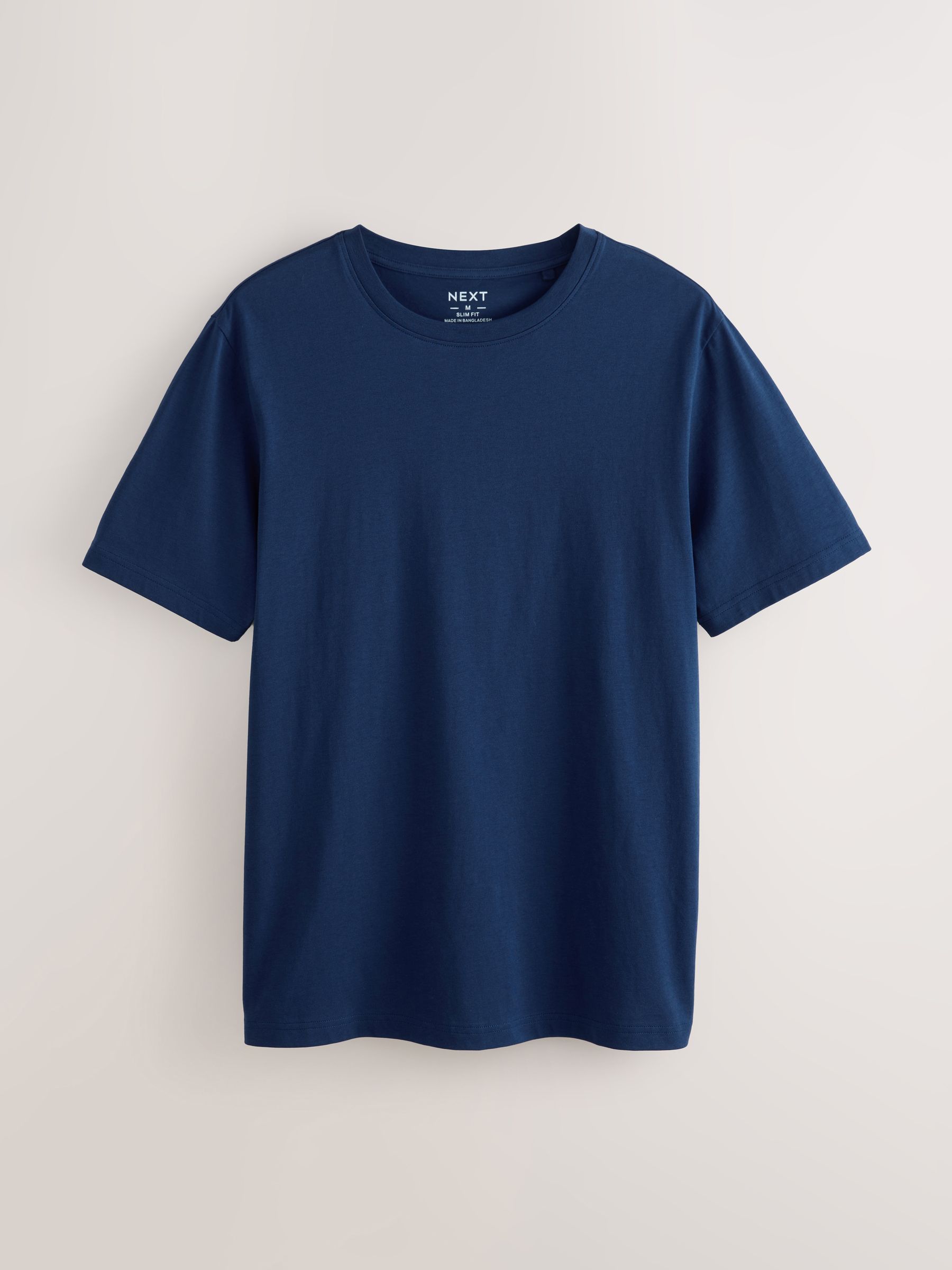 Buy Blue Deep Slim Fit Essential Crew Neck Cotton T-Shirt from the Next ...