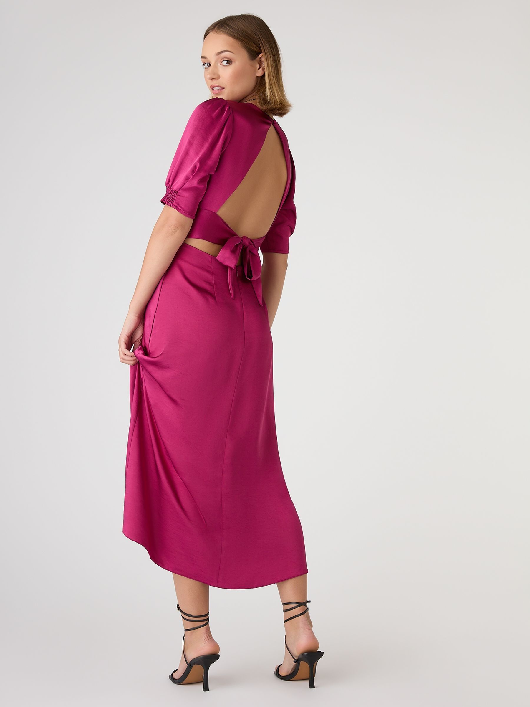 Buy Omnes Pink Odette Midi Tie Back Dress from the Next UK online shop