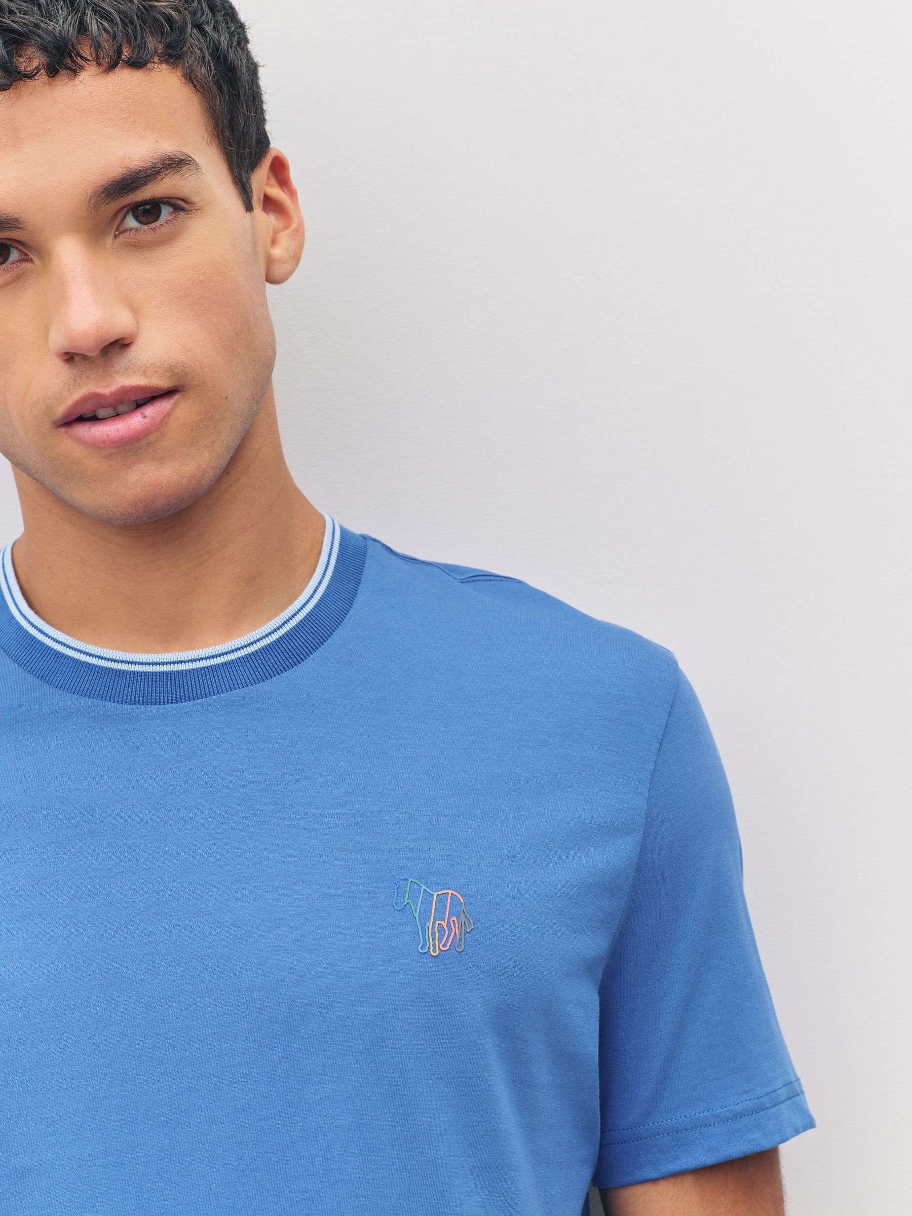 Buy PS Paul Smith Blue Regular Fit Blue Cotton Logo T-Shirt from Next ...
