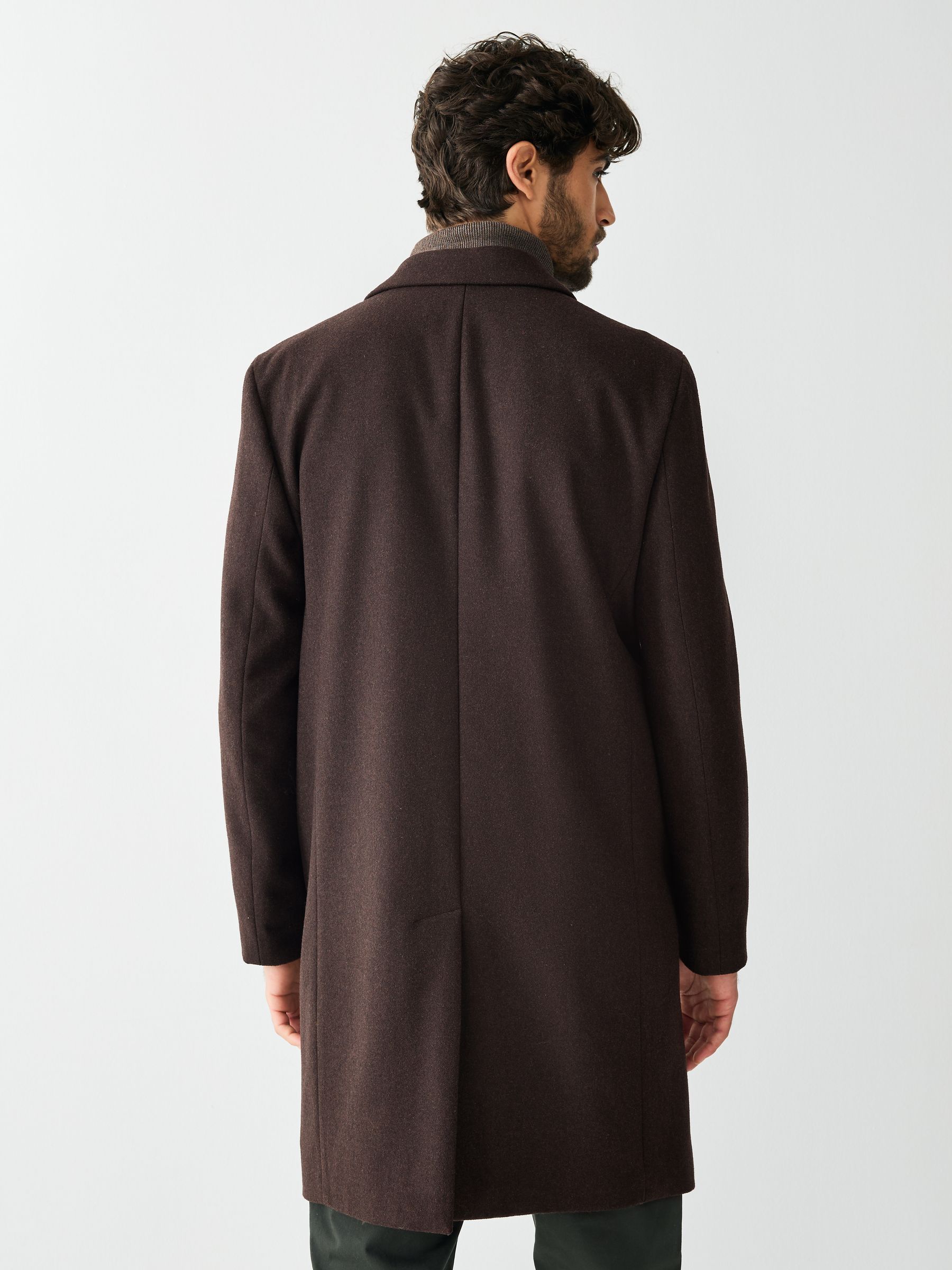 Buy Brown Regular Fit Epsom Overcoat with Wool from the Next UK online shop