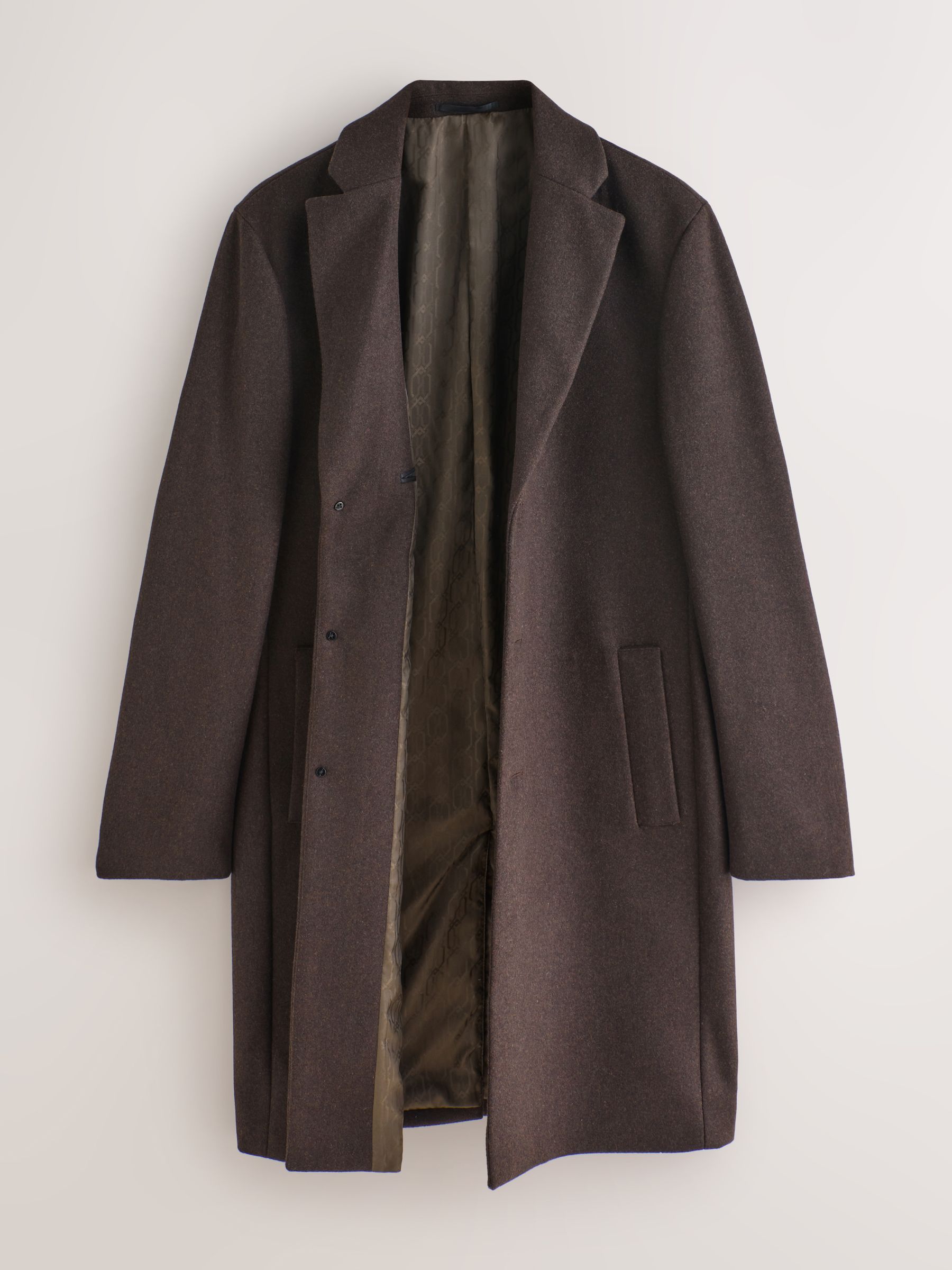 Buy Brown Regular Fit Epsom Overcoat with Wool from the Next UK online shop