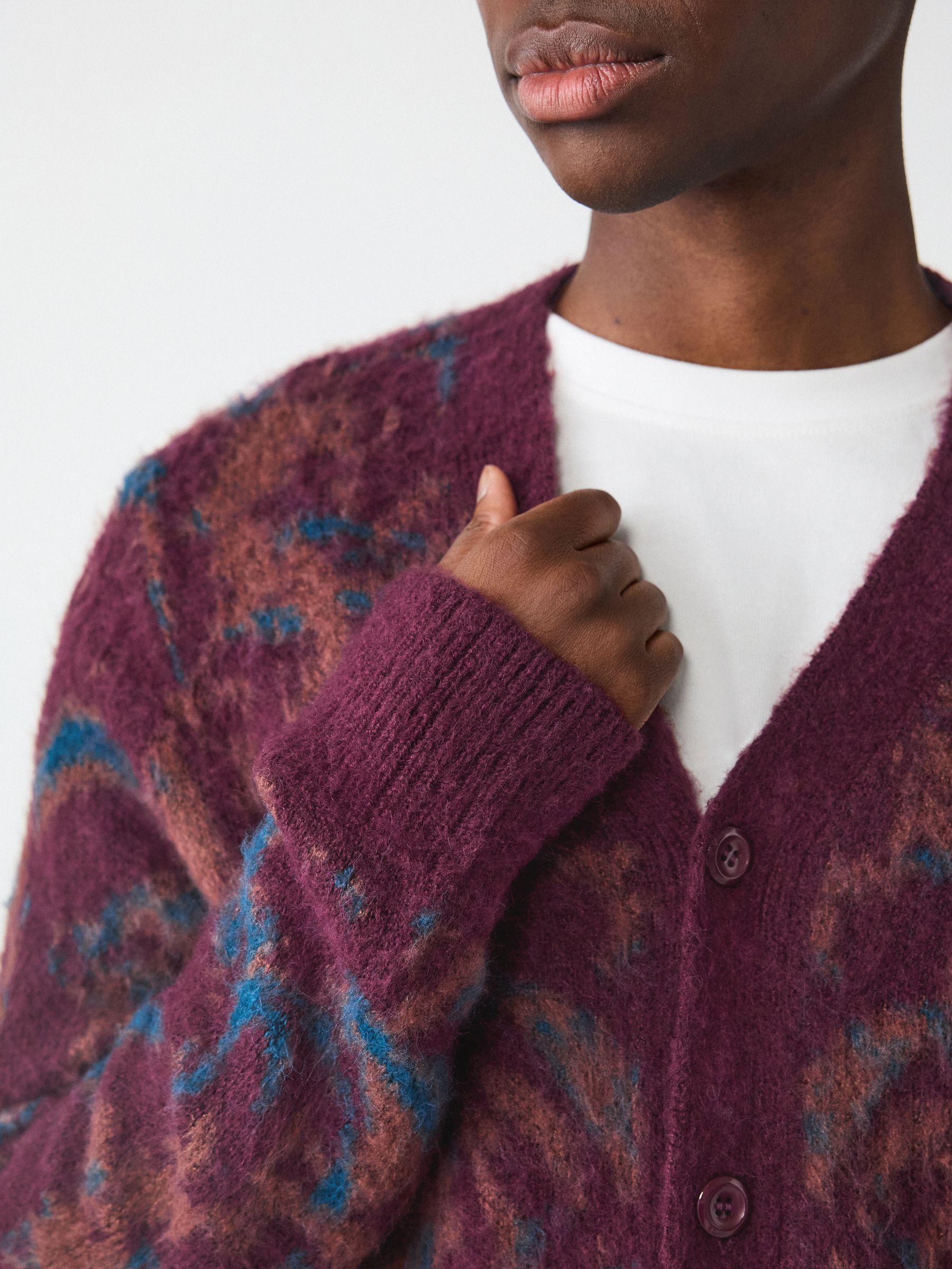 Buy Burgundy Red Relaxed Fit Floral Pattern Cardigan from Next Netherlands
