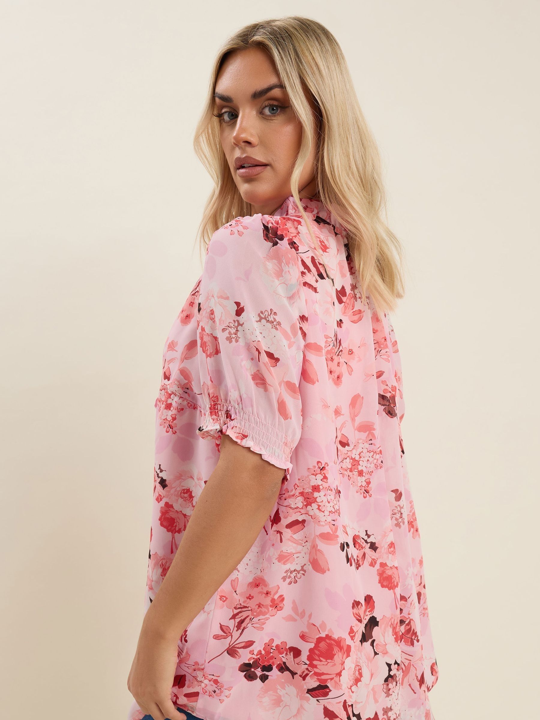 Buy Yours Curve Pink Frill Neck Lined Blouse from Next Gibraltar