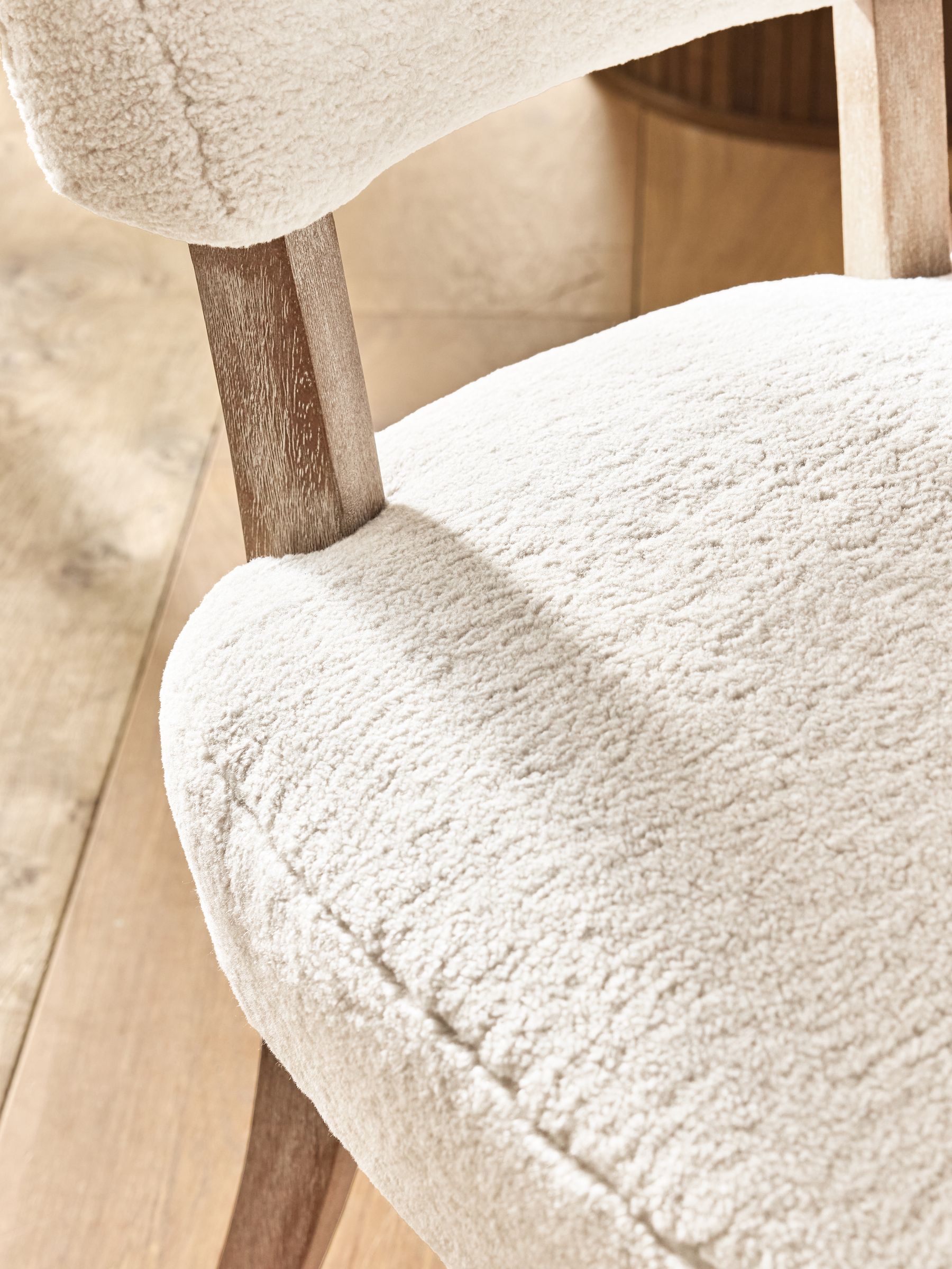 Buy Set of 2 Teddy Shearling Light Natural Mid Wood Legs Remi Dining ...
