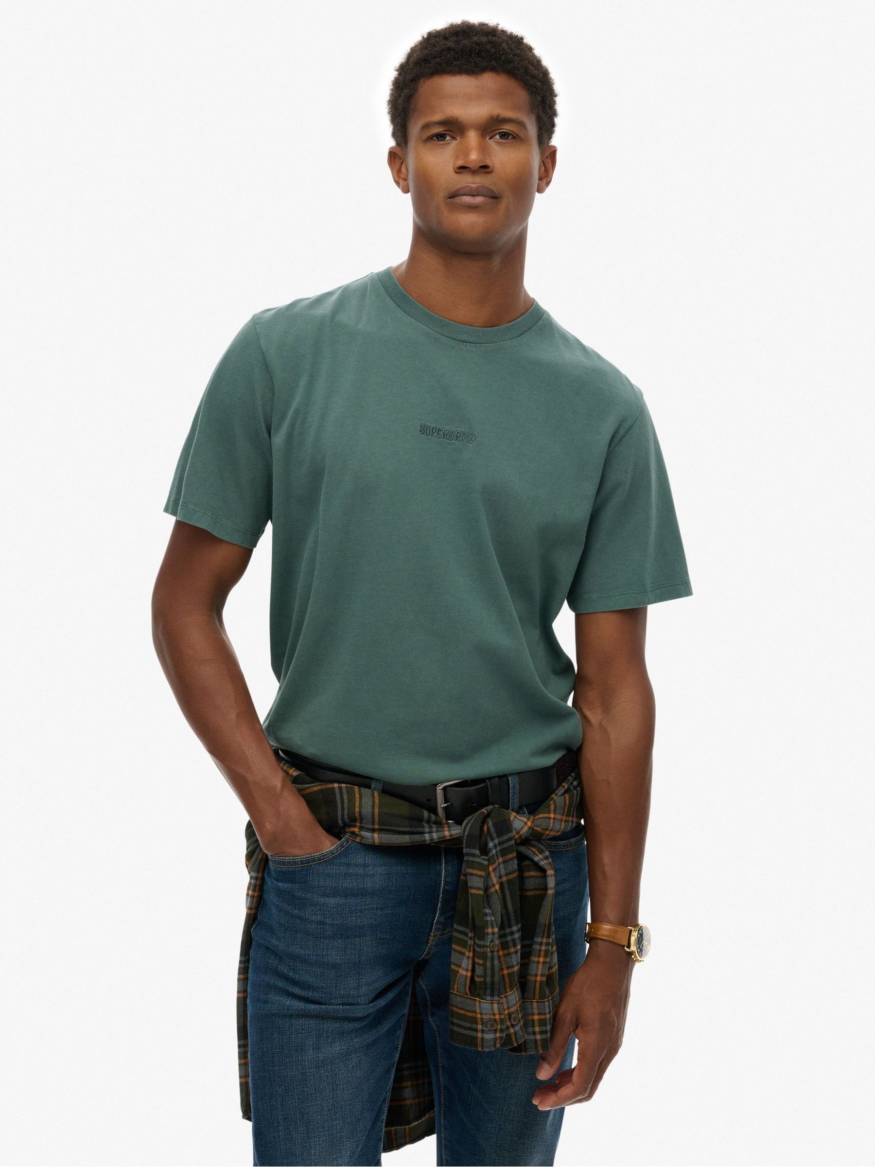 Buy Superdry Green Micro Logo Short Sleeve T-Shirt from the Next UK ...