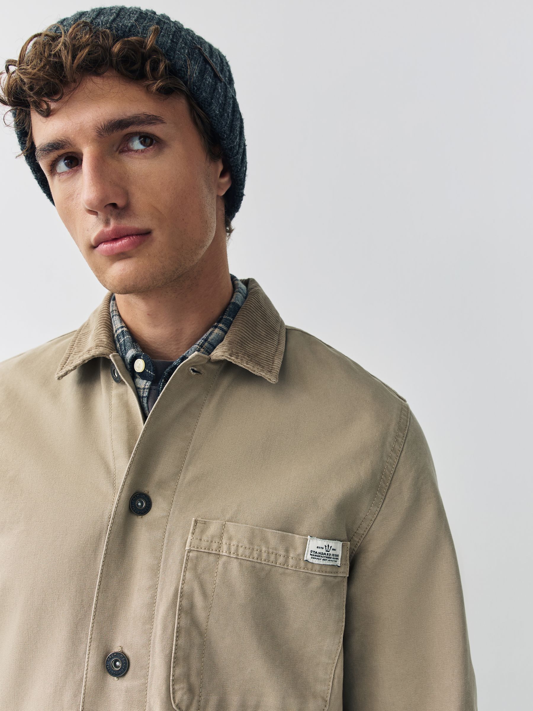 Buy Ecru Corduroy Collar Canvas Shacket Overshirt from Next Czech Republic