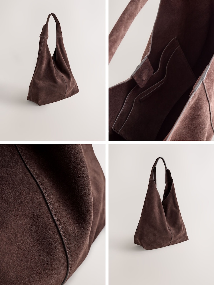 Buy Chocolate Brown Leather Slouchy Shoulder Bag from Next USA