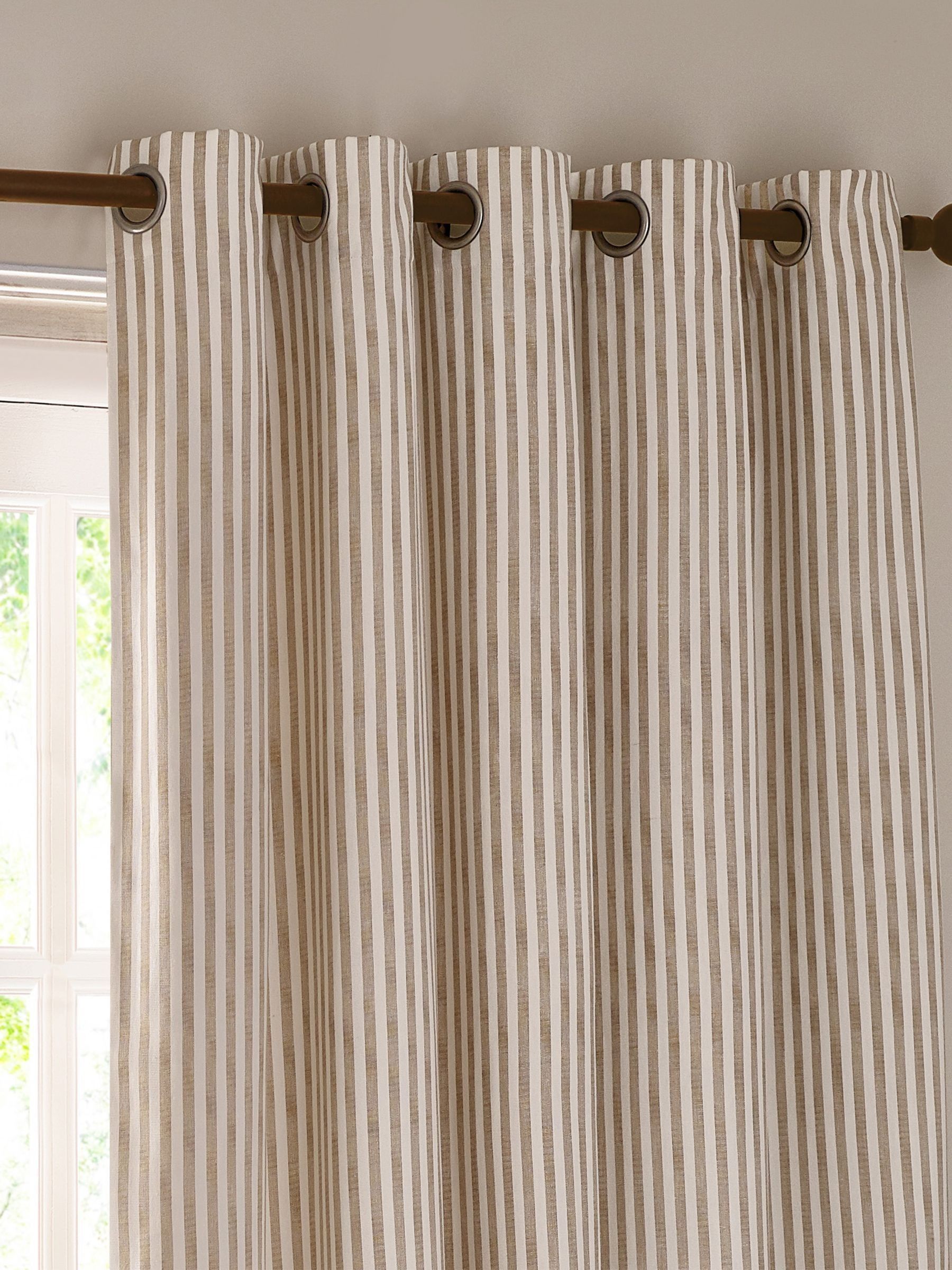 Buy Yard Natural Hebden Striped Lined 100% Cotton Eyelet Curtains from ...