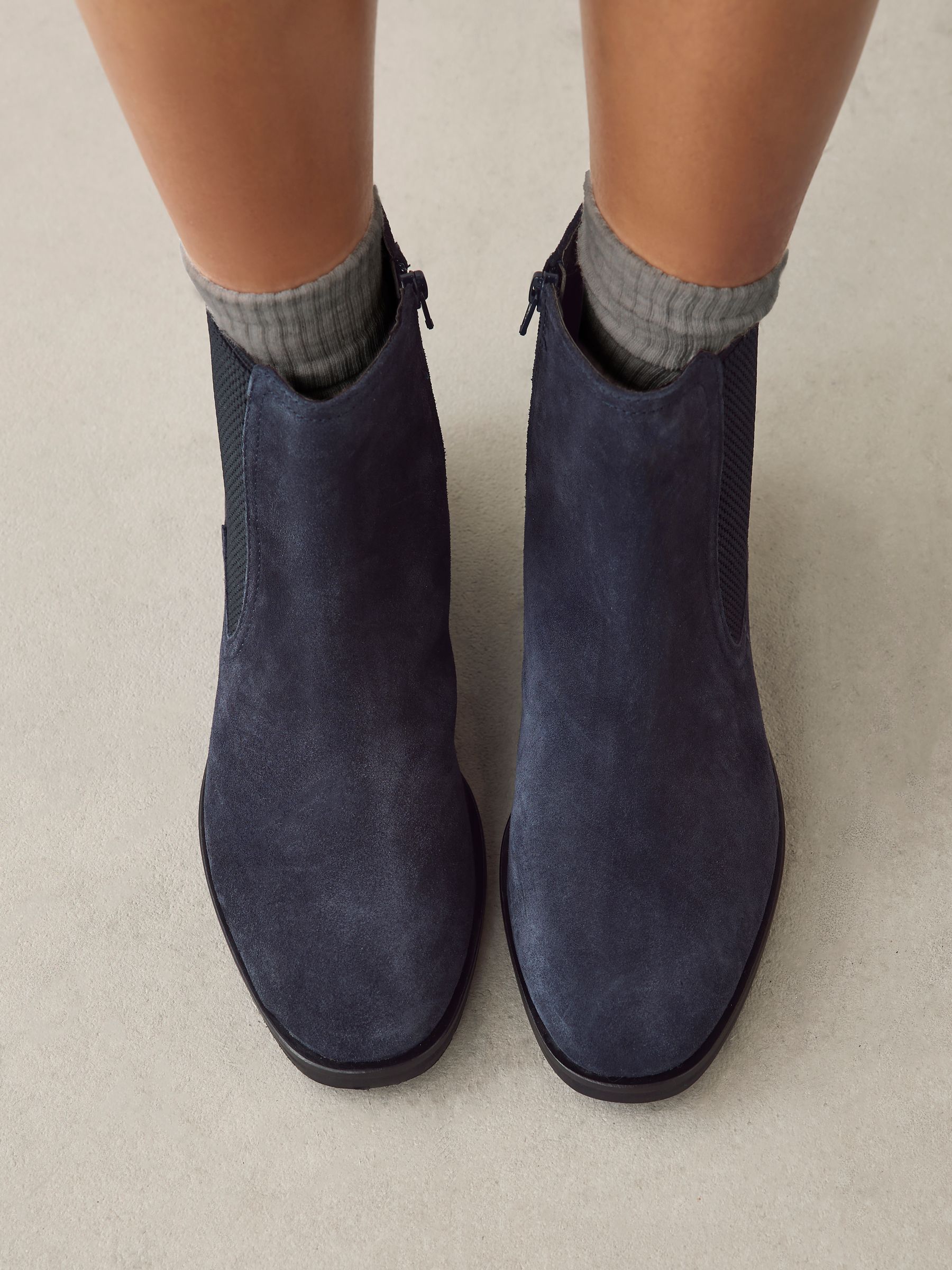 Buy Navy Blue Suede Standard/Wide Fit Forever Comfort® Chelsea Ankle ...