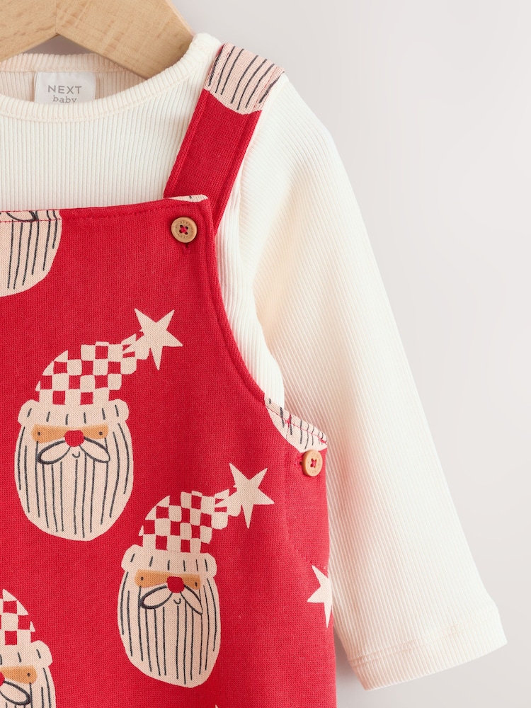 Buy Red Santa All Over Print Christmas Baby Dungaree Set (0mths-3yrs ...