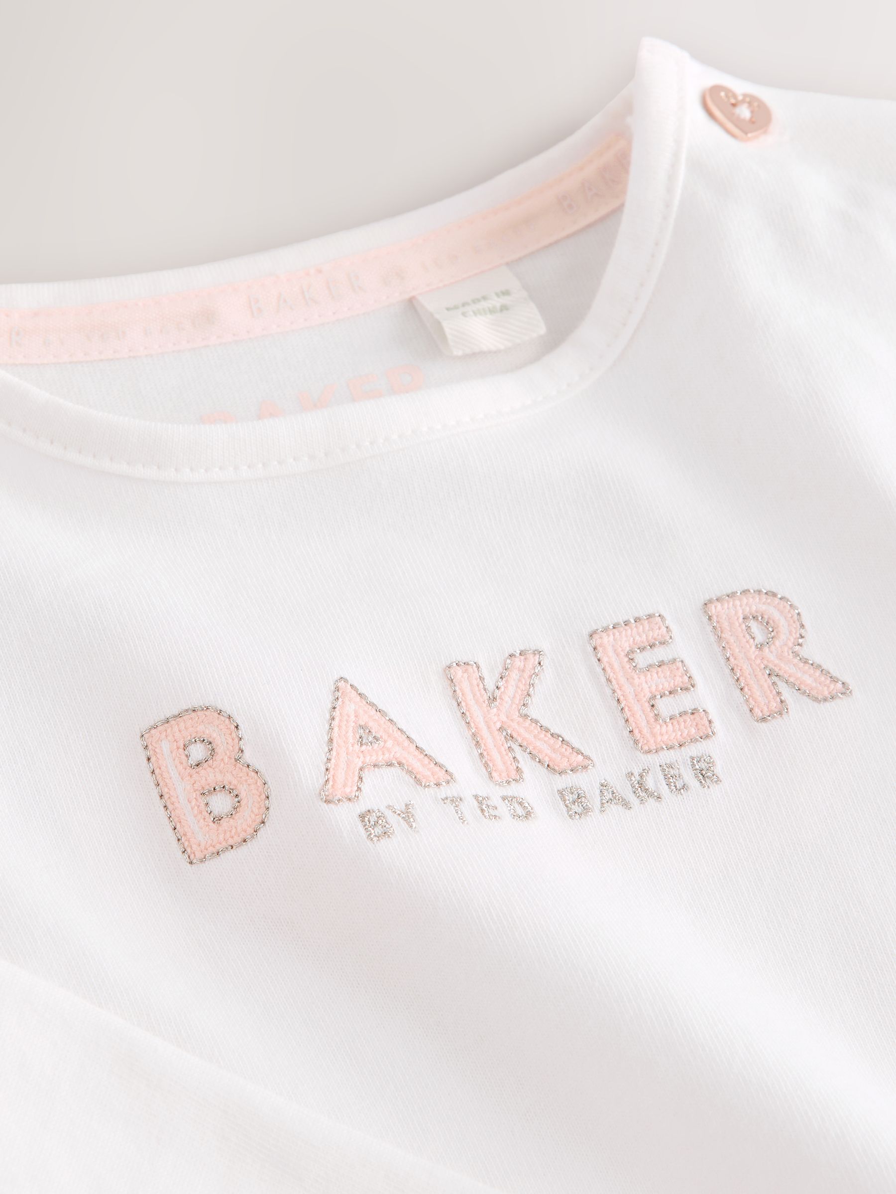 Buy Baker by Ted Baker Pink Jacquard Bow Dungarees & T-Shirt Set from ...