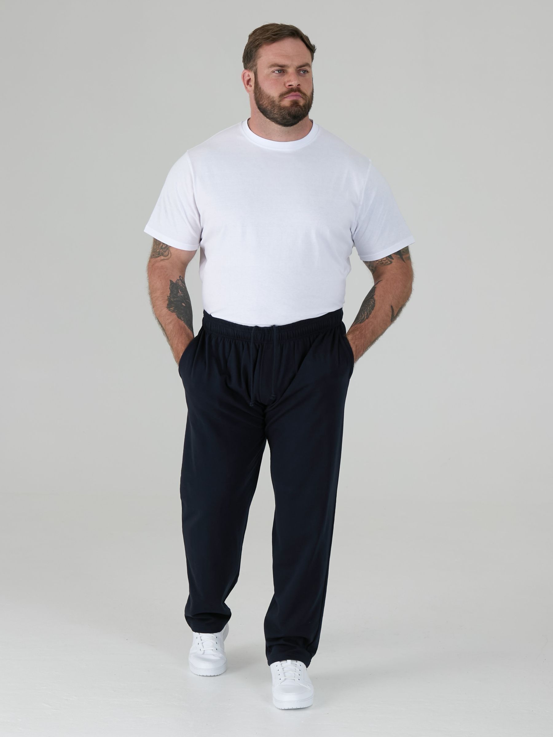 Buy D555 Blue RORY Lightweight Fleece Jogging Bottom With Open Hem And ...