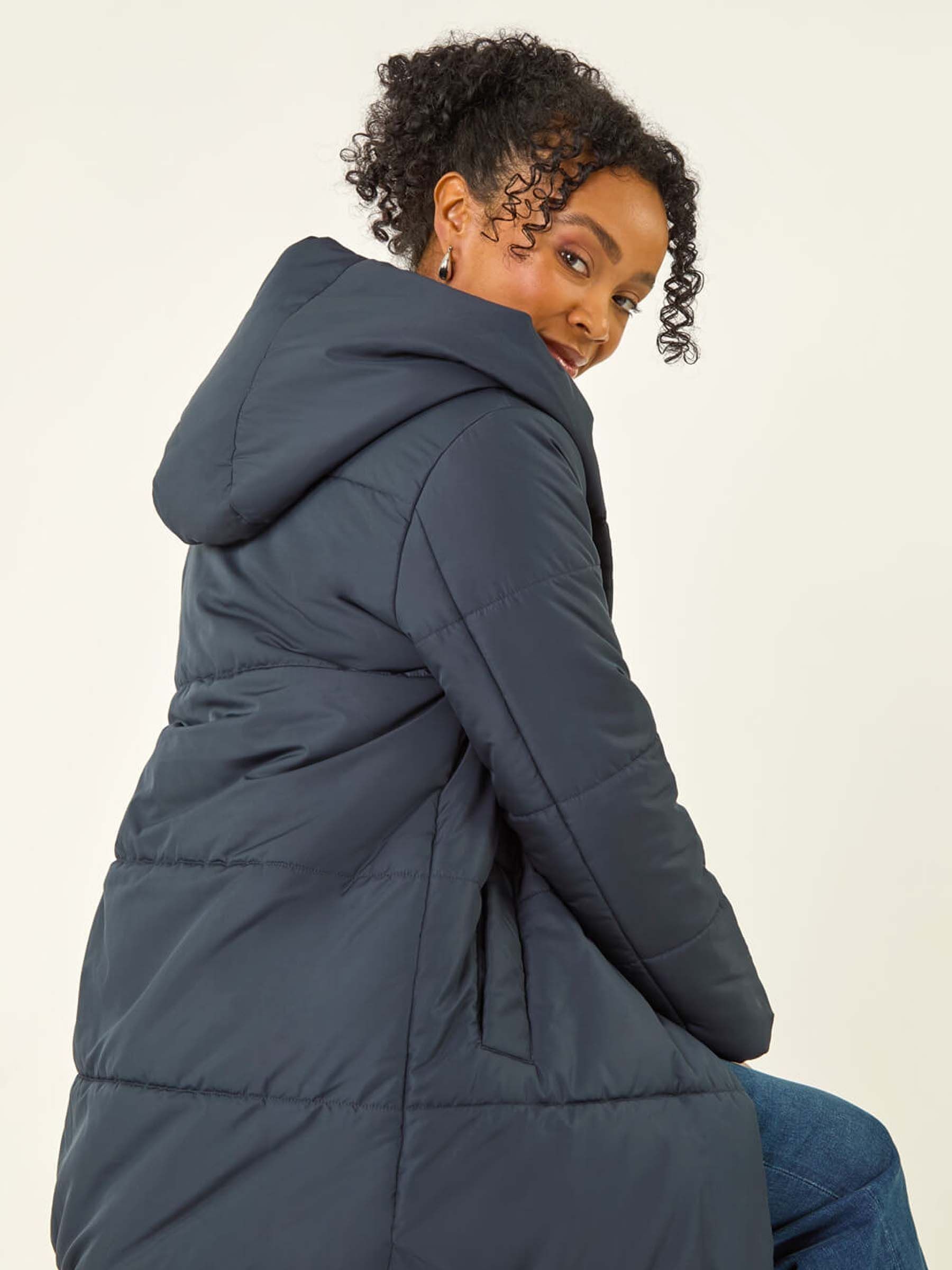 Buy Roman Navy Petite Hooded Quilted Puffer Coat from the Next UK ...