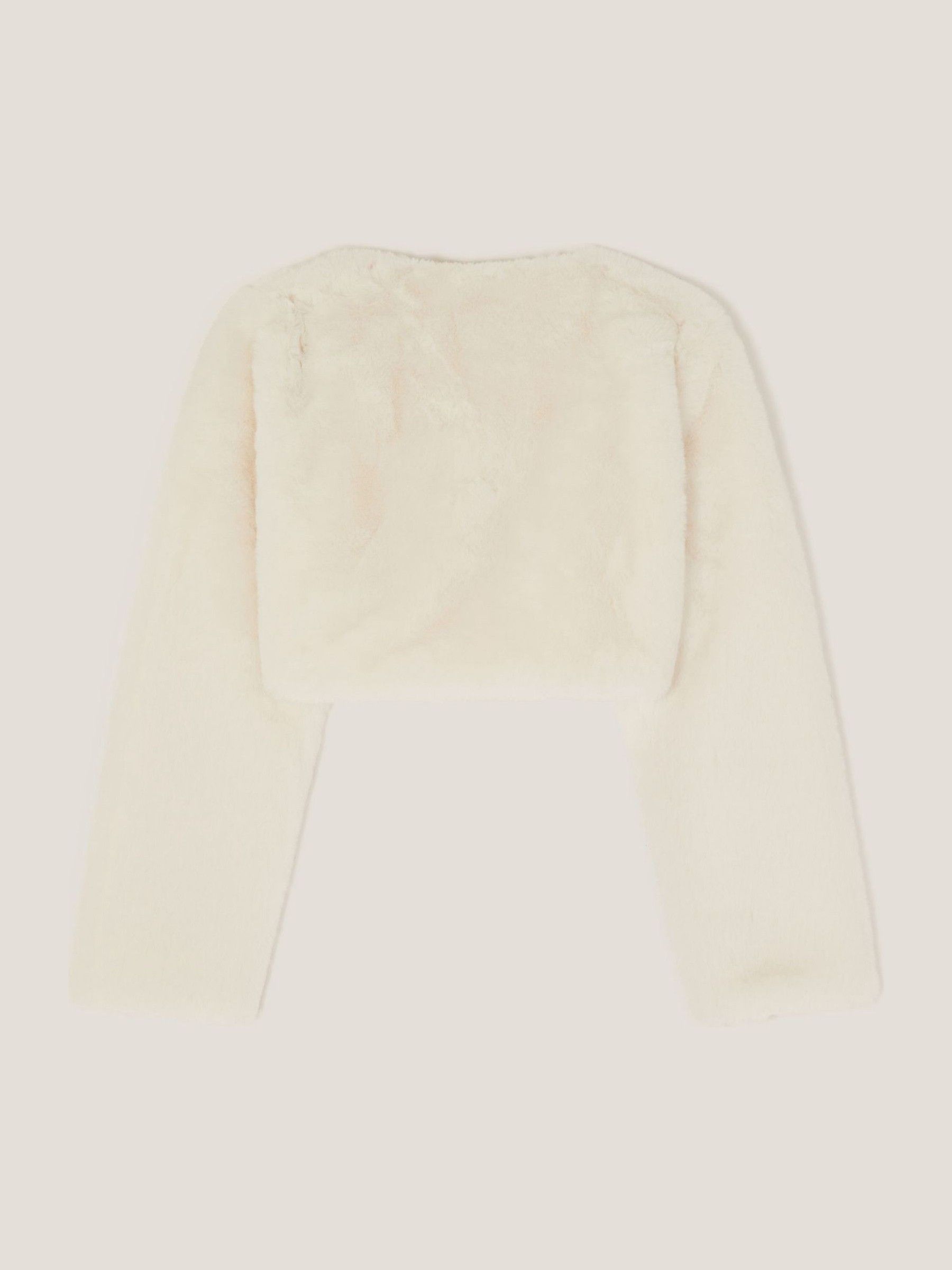 Buy Monsoon Cream Marie Bow Faux Fur Shrug from Next Israel