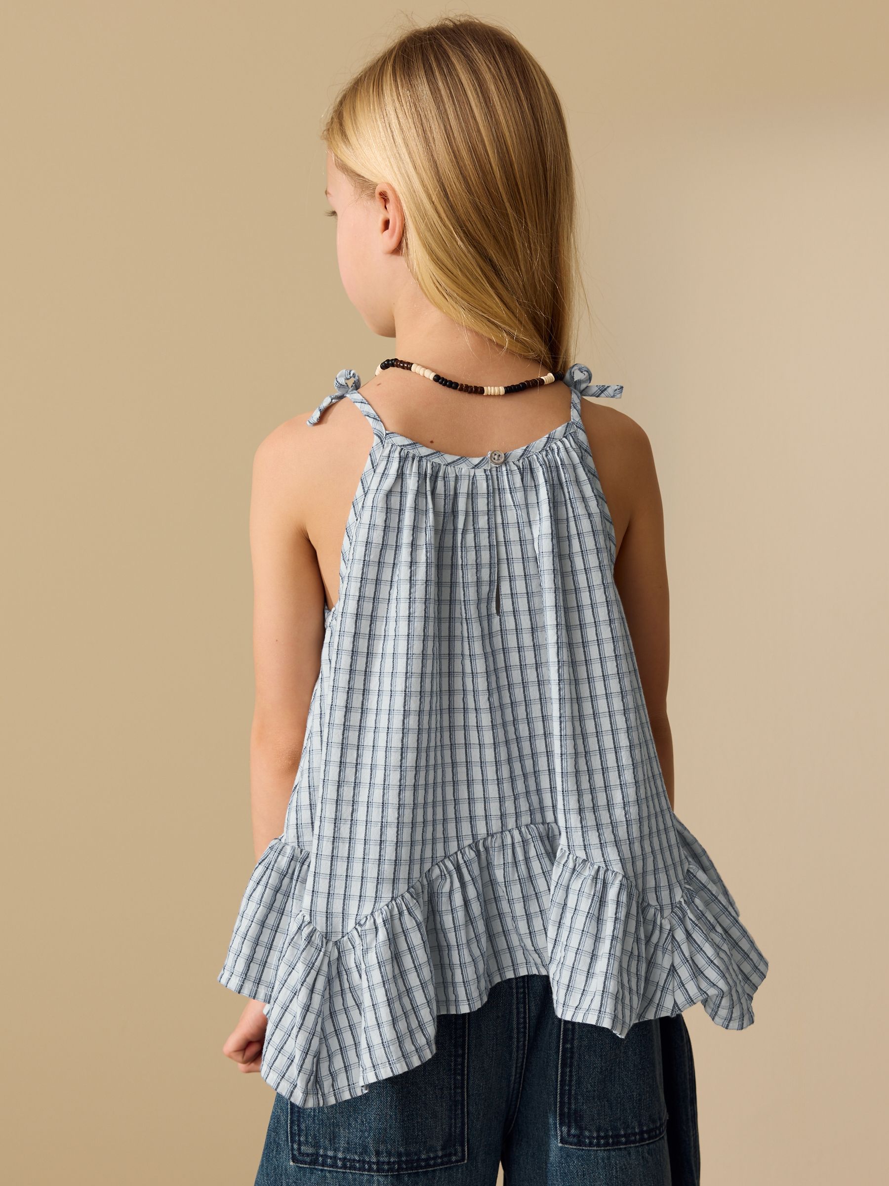 Buy Blue Check Strappy Dippy Hem Blouse (3-16yrs) from Next Nigeria