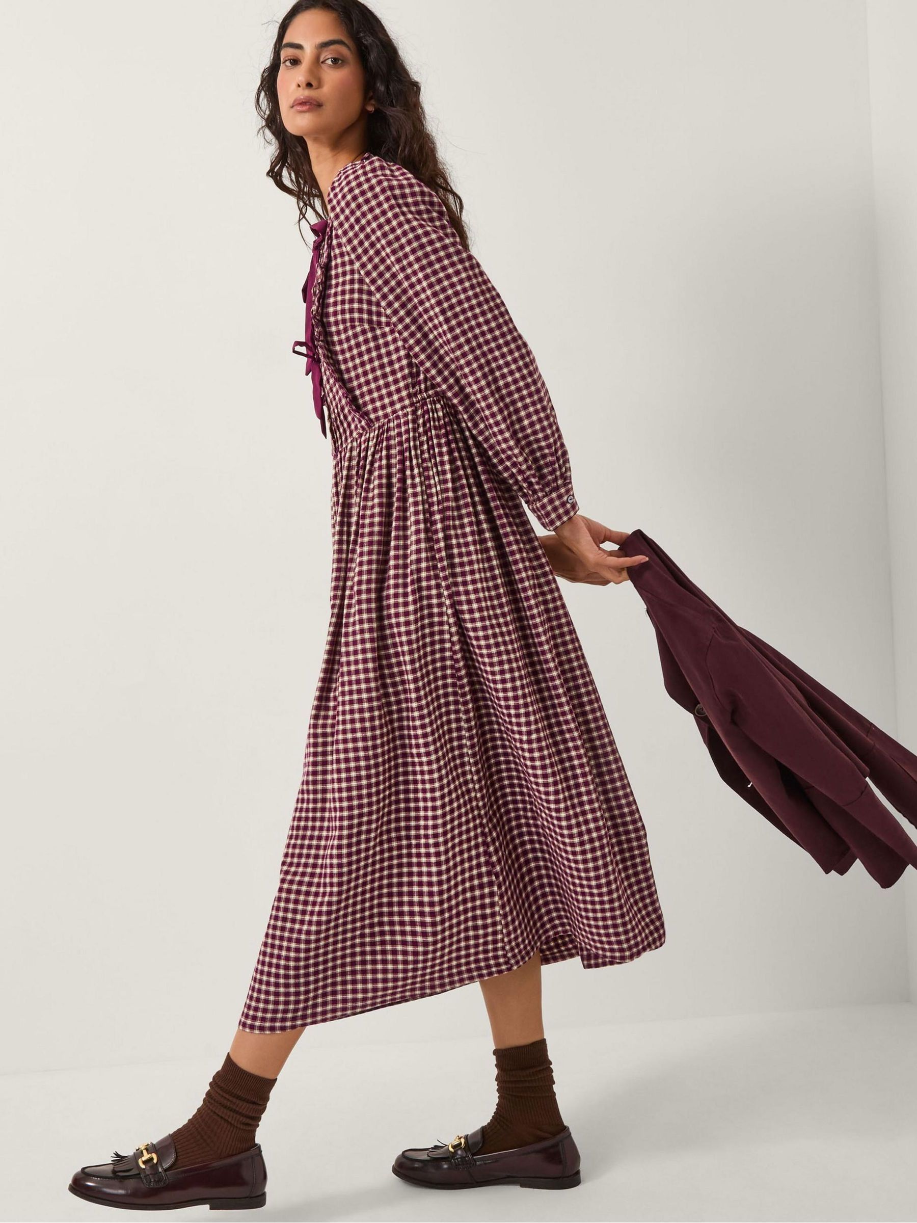 Buy Monsoon Red Agatha Tie Front Check Midi Dress from Next Gibraltar