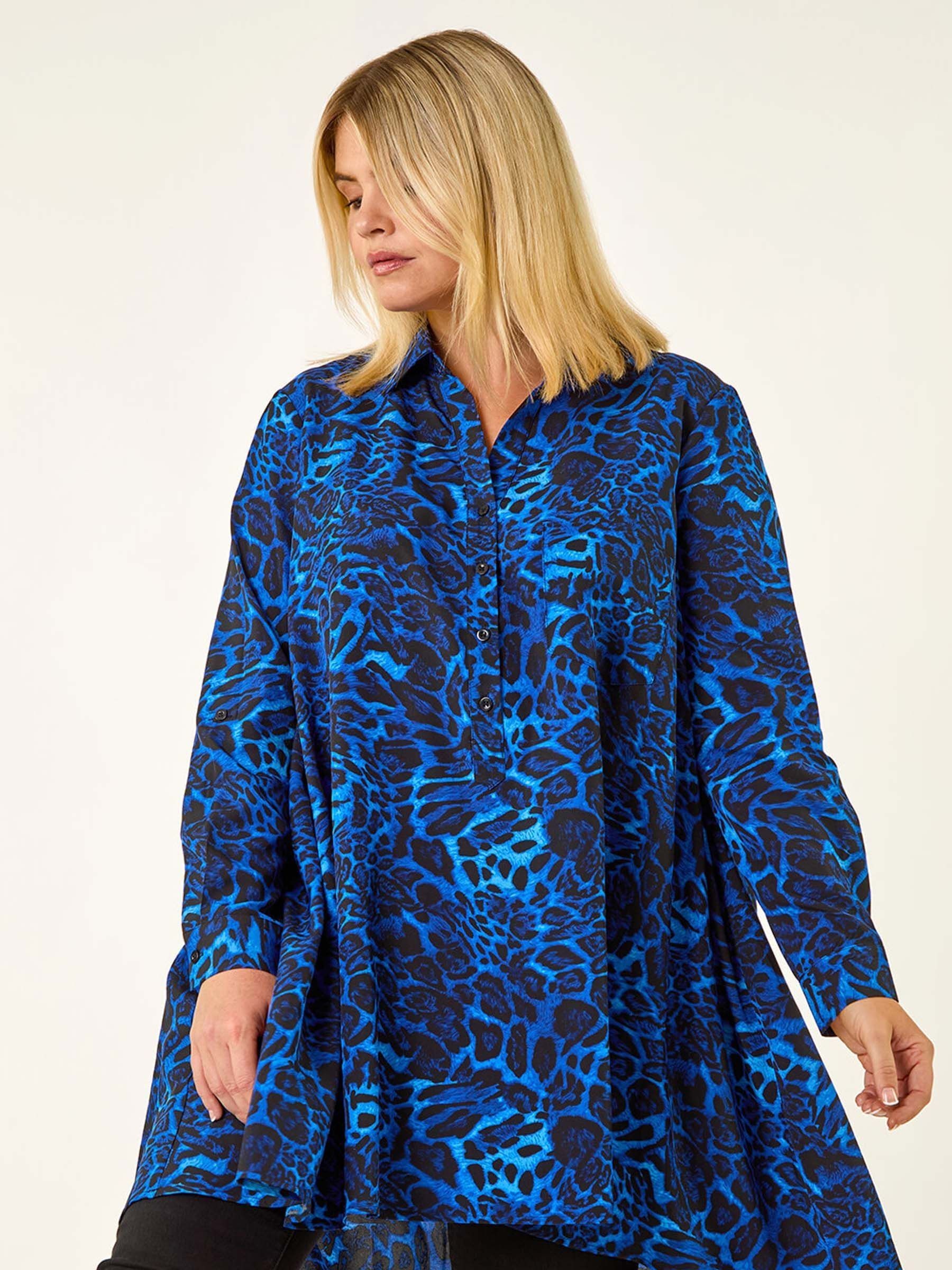 Buy Roman Blue Animal Print Longline Tunic Shirt from the Next UK ...