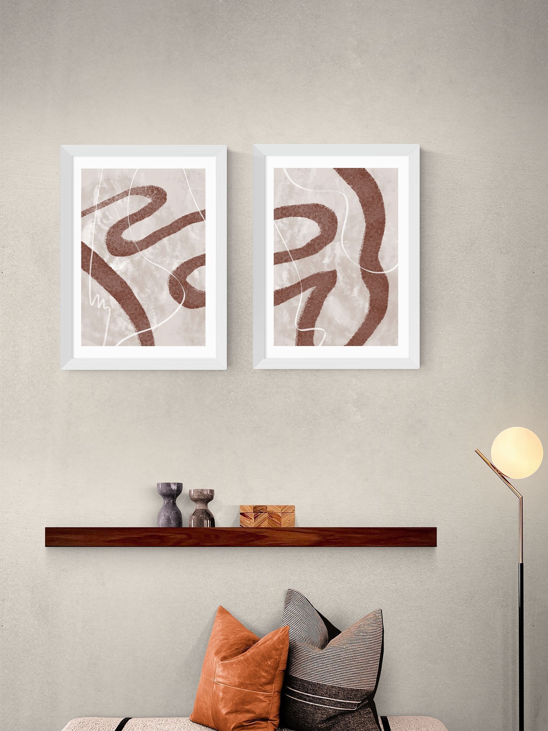 Buy East End Prints Set of 2 White Abstract Fuzz Wall Art Prints by 1x ...