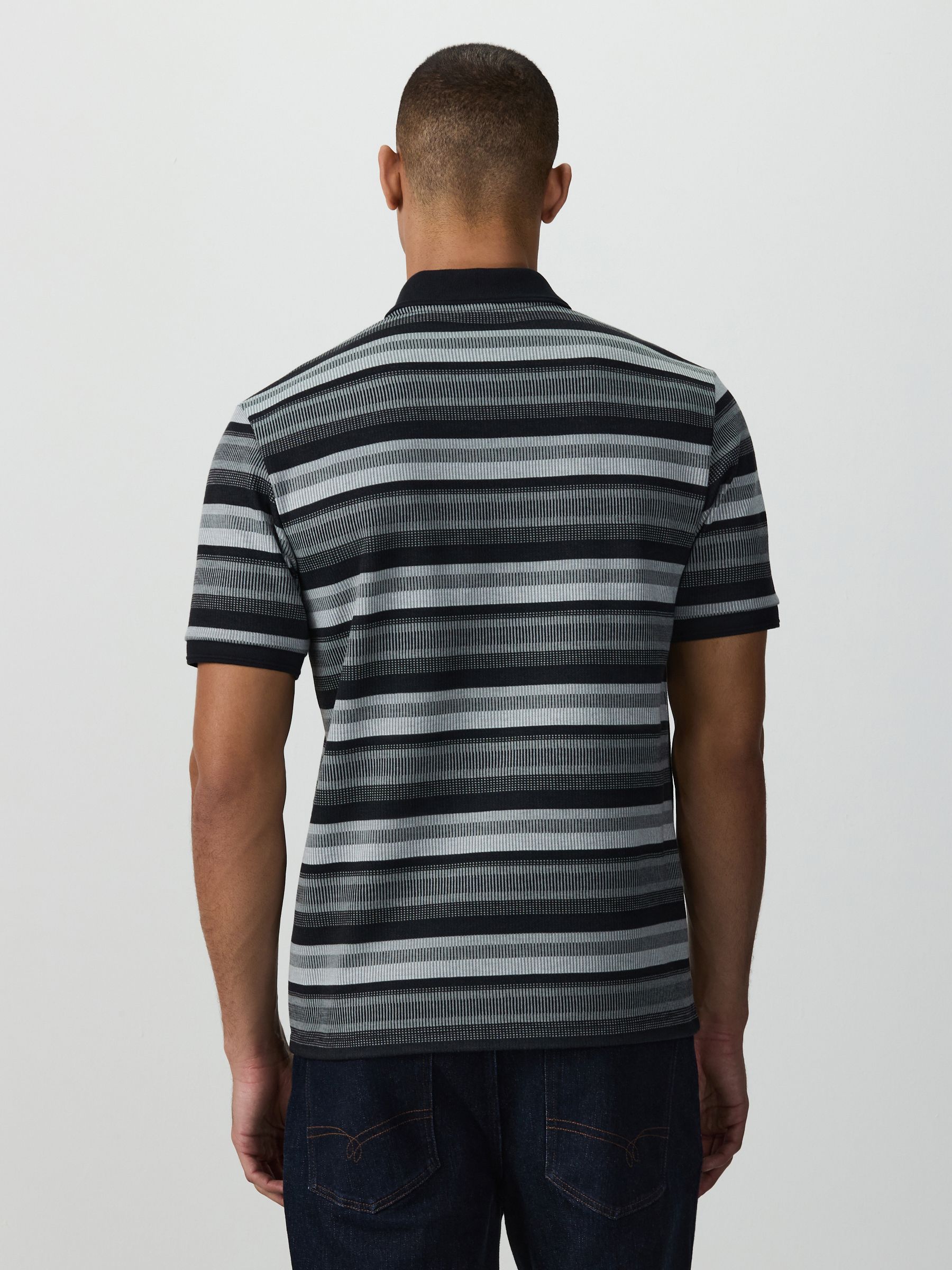 Buy Mono Horizontal Striped Zip Neck Polo Shirt from the Next UK online ...