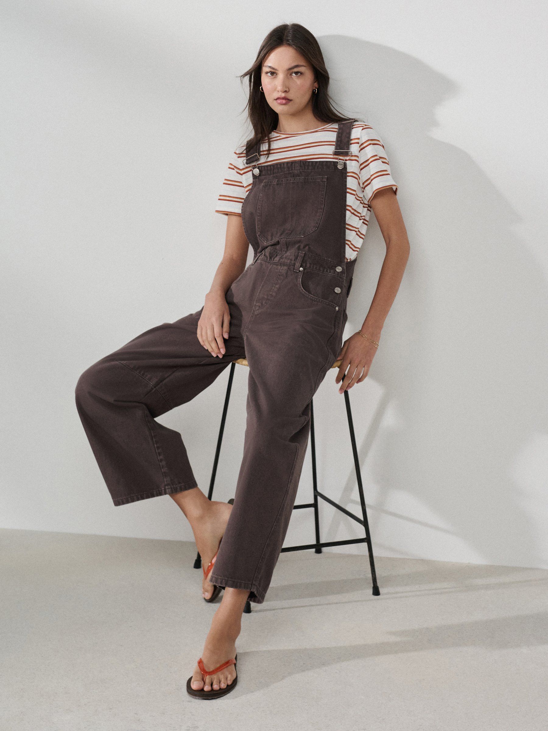 Buy Chocolate Brown Denim Barrel Dungaree Jumpsuit from the Next UK ...