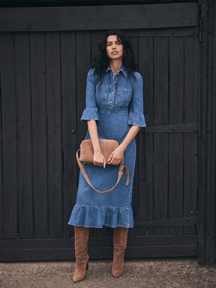 Buy Mint Velvet Blue Indigo Denim Midi Shirt Dress from Next Belgium