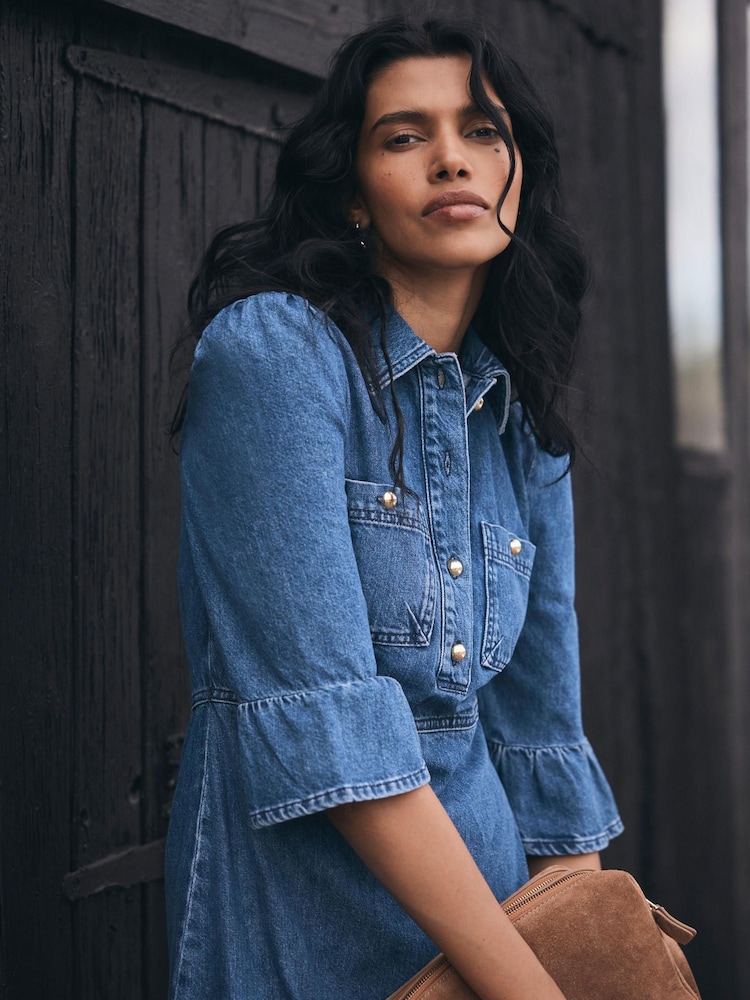 Buy Mint Velvet Blue Indigo Denim Midi Shirt Dress from Next Belgium