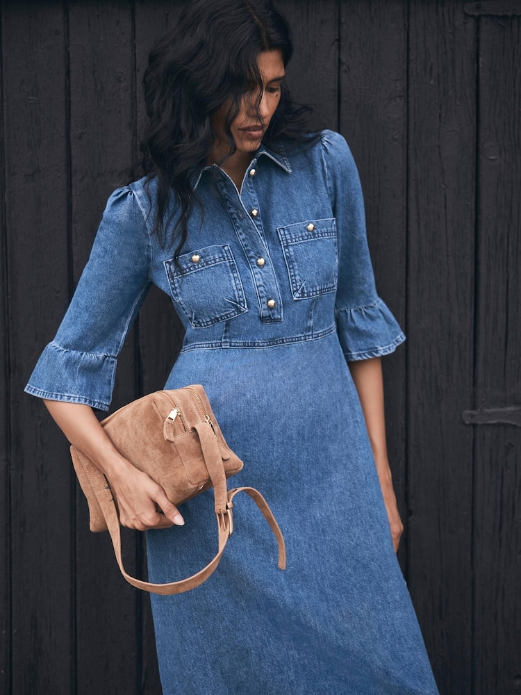 Buy Mint Velvet Blue Indigo Denim Midi Shirt Dress from Next Belgium