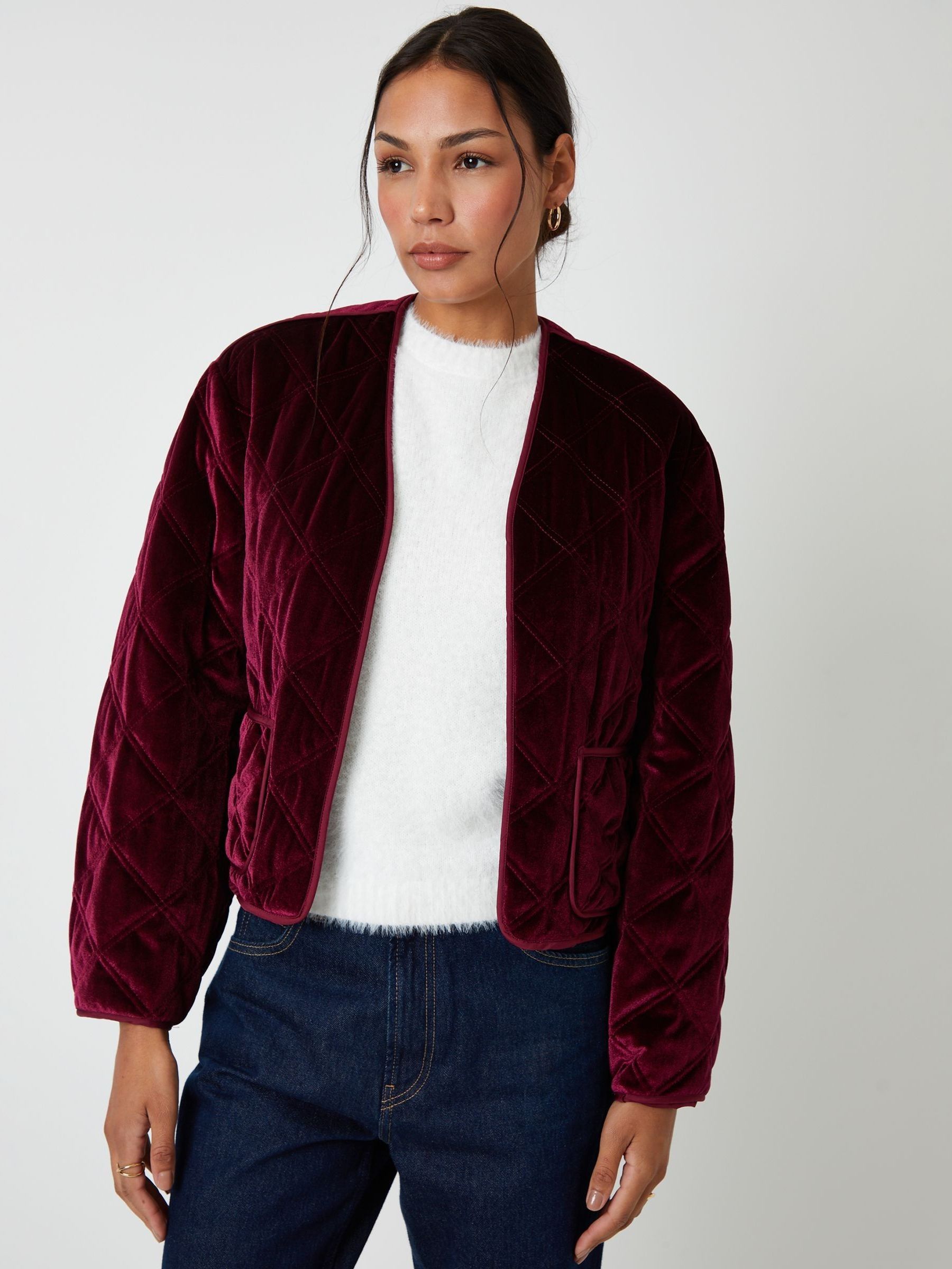 Buy Threadbare Red Diamond Quilted Velvet Jacket from Next Ireland