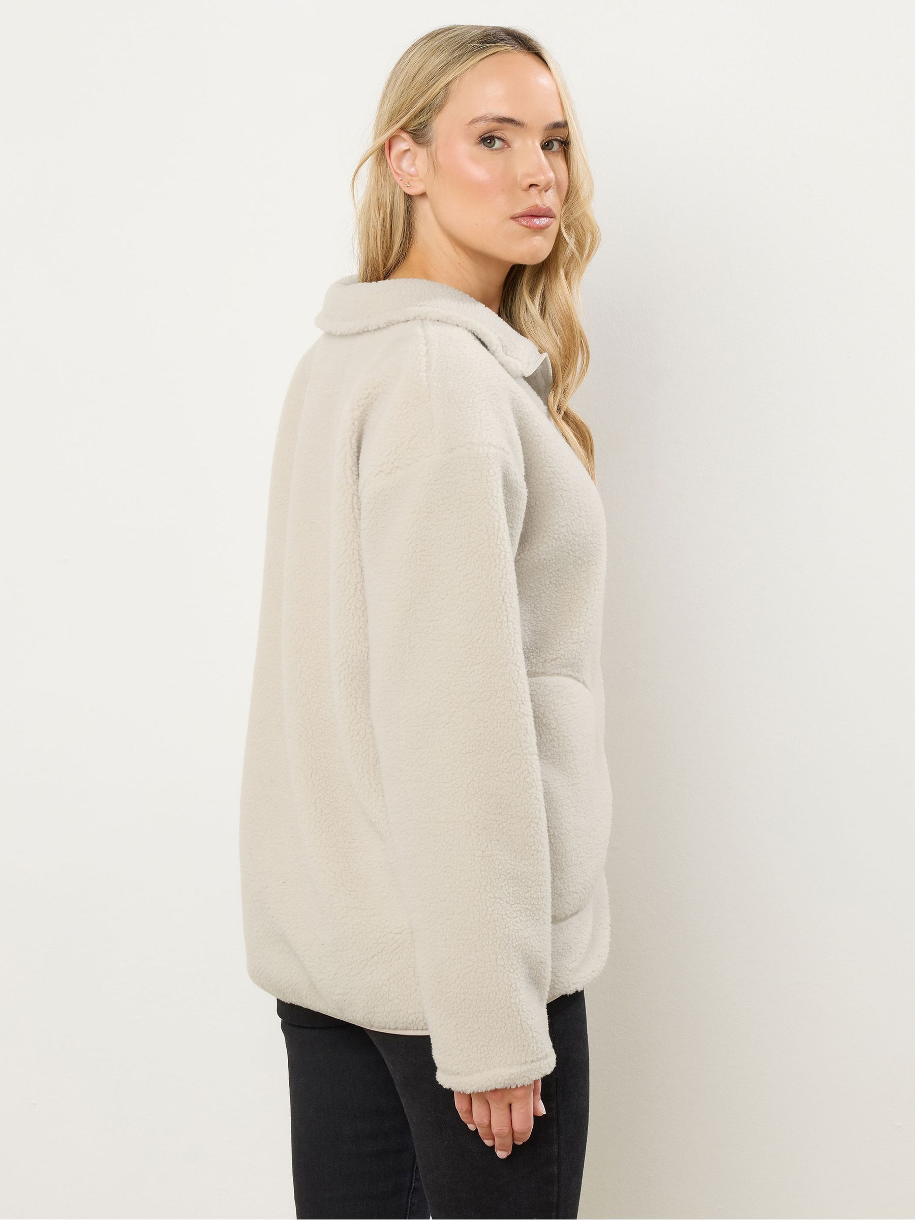 Buy Long Tall Sally White Zip Through Borg Jacket from Next Croatia