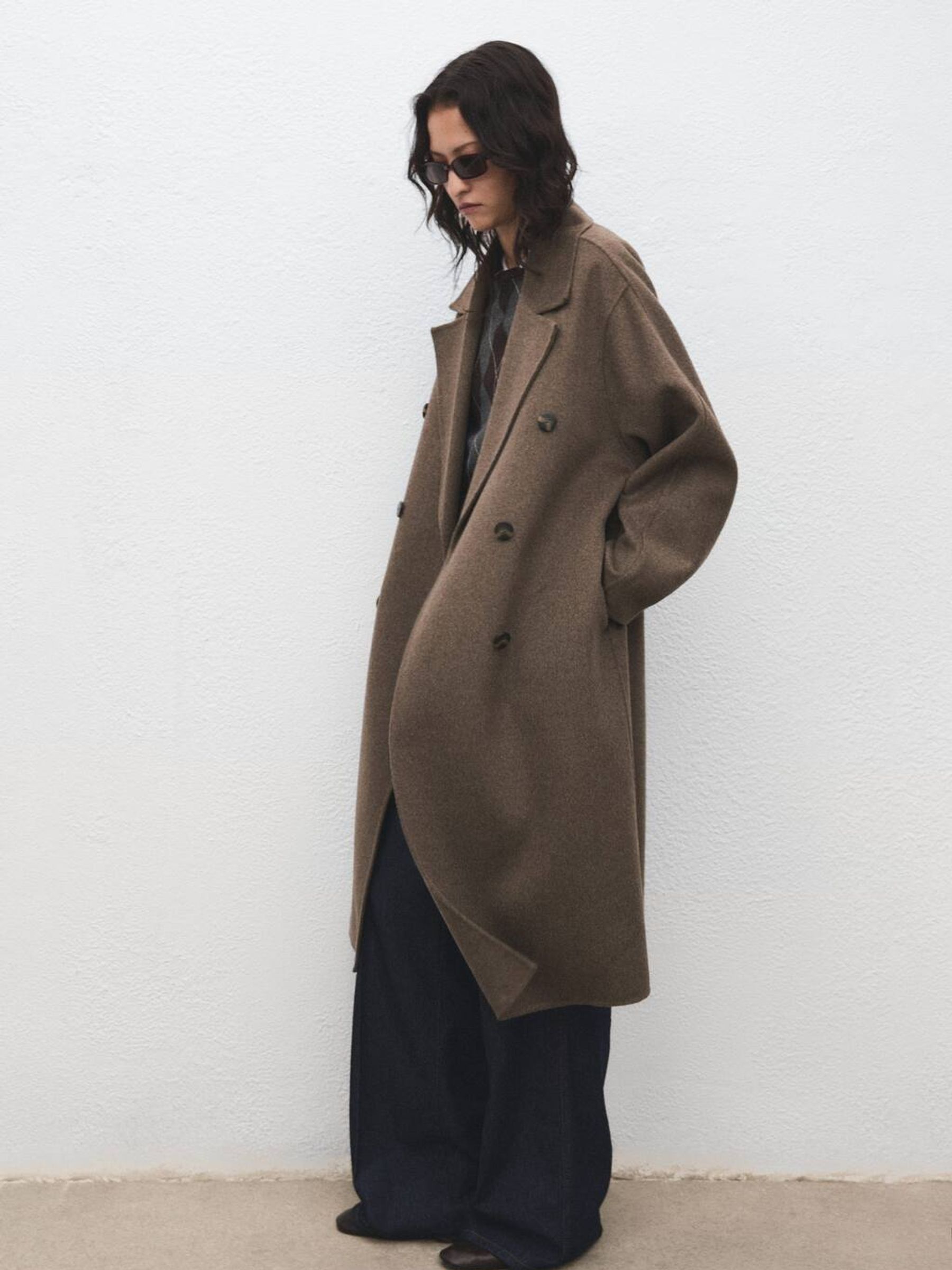 Buy Mango Medium Brown Handmade Oversized Wool Coat from the Next UK ...