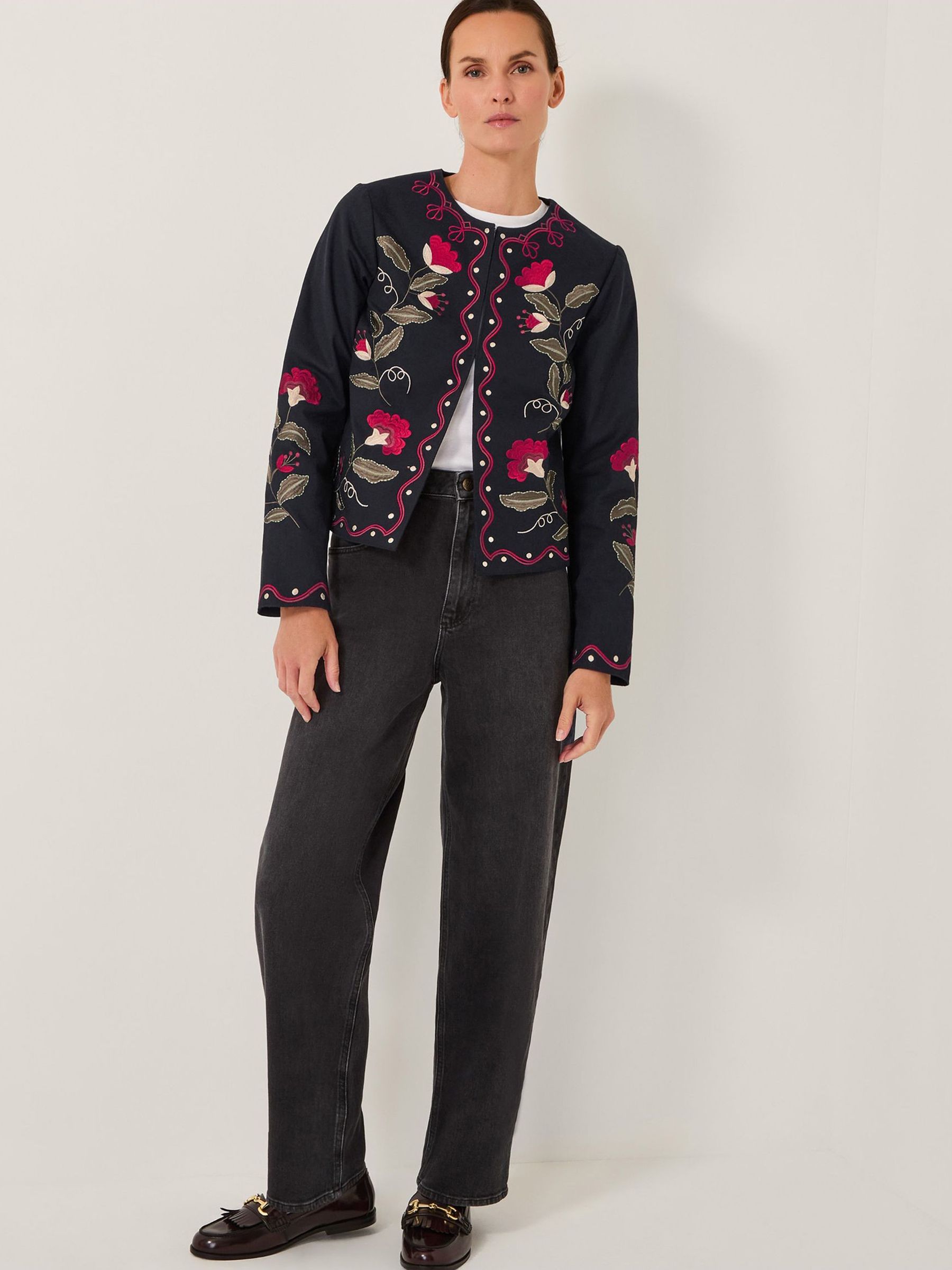 Buy Monsoon Black Valerie Floral Embroidered Jacket from Next Australia