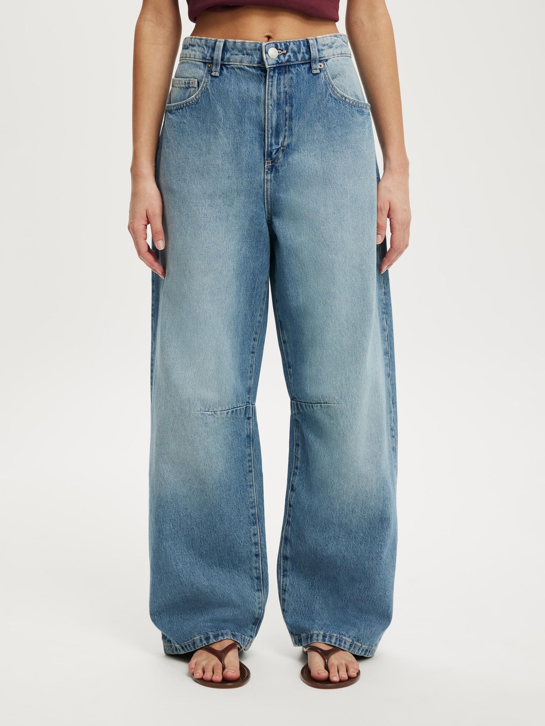 Buy Cotton On Dark Blue Barrel Jeans from the Next UK online shop