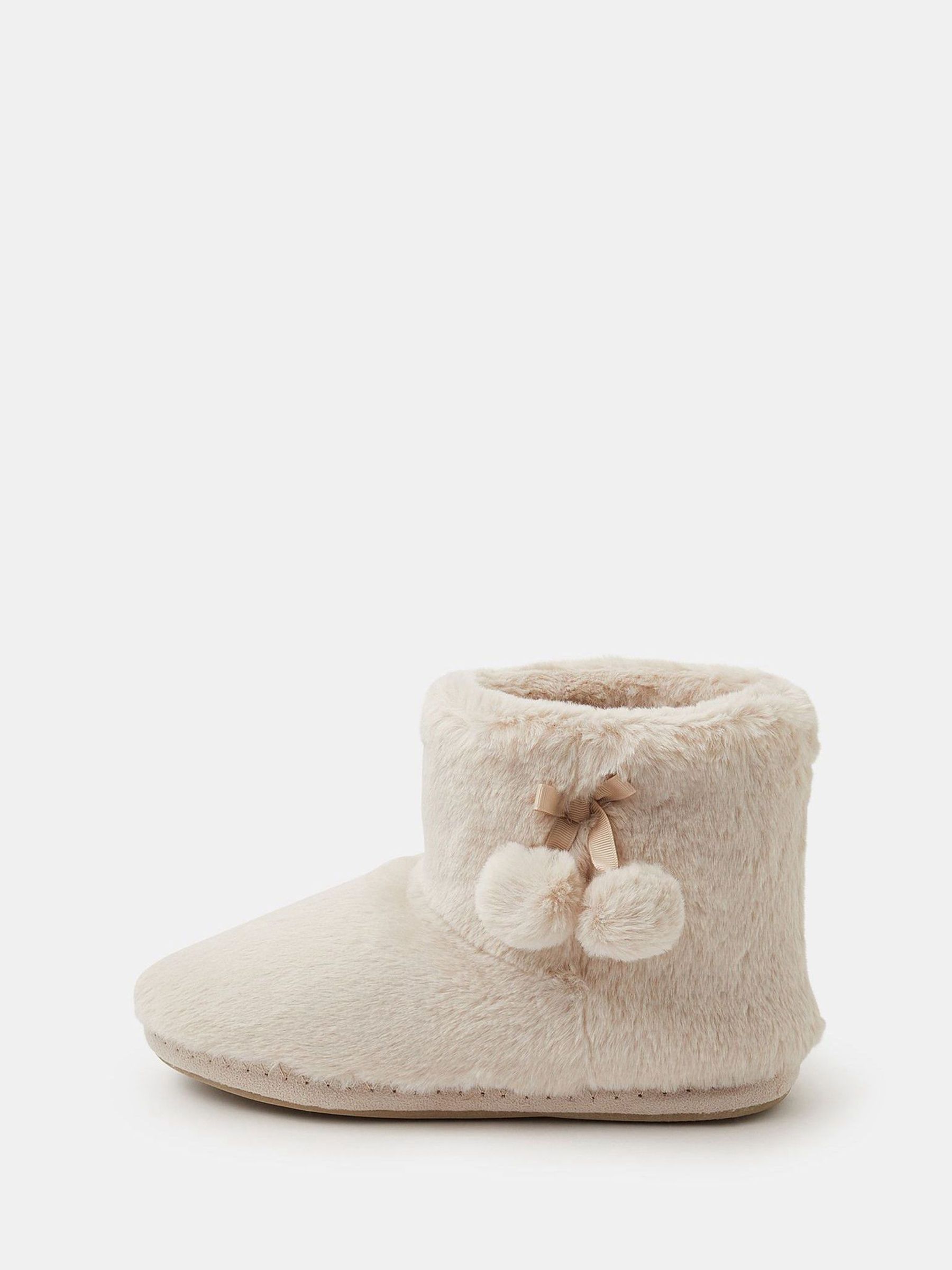 Buy Accessorize Cream Super Soft Pom Pom Slipper Boots from the Next UK ...