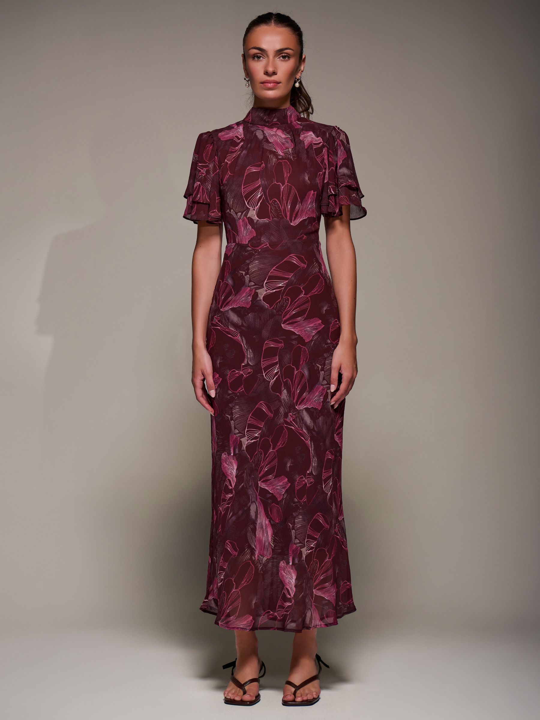 Buy Jolie Moi Red High Neck Angel Sleeve Chiffon Maxi Dress from the ...