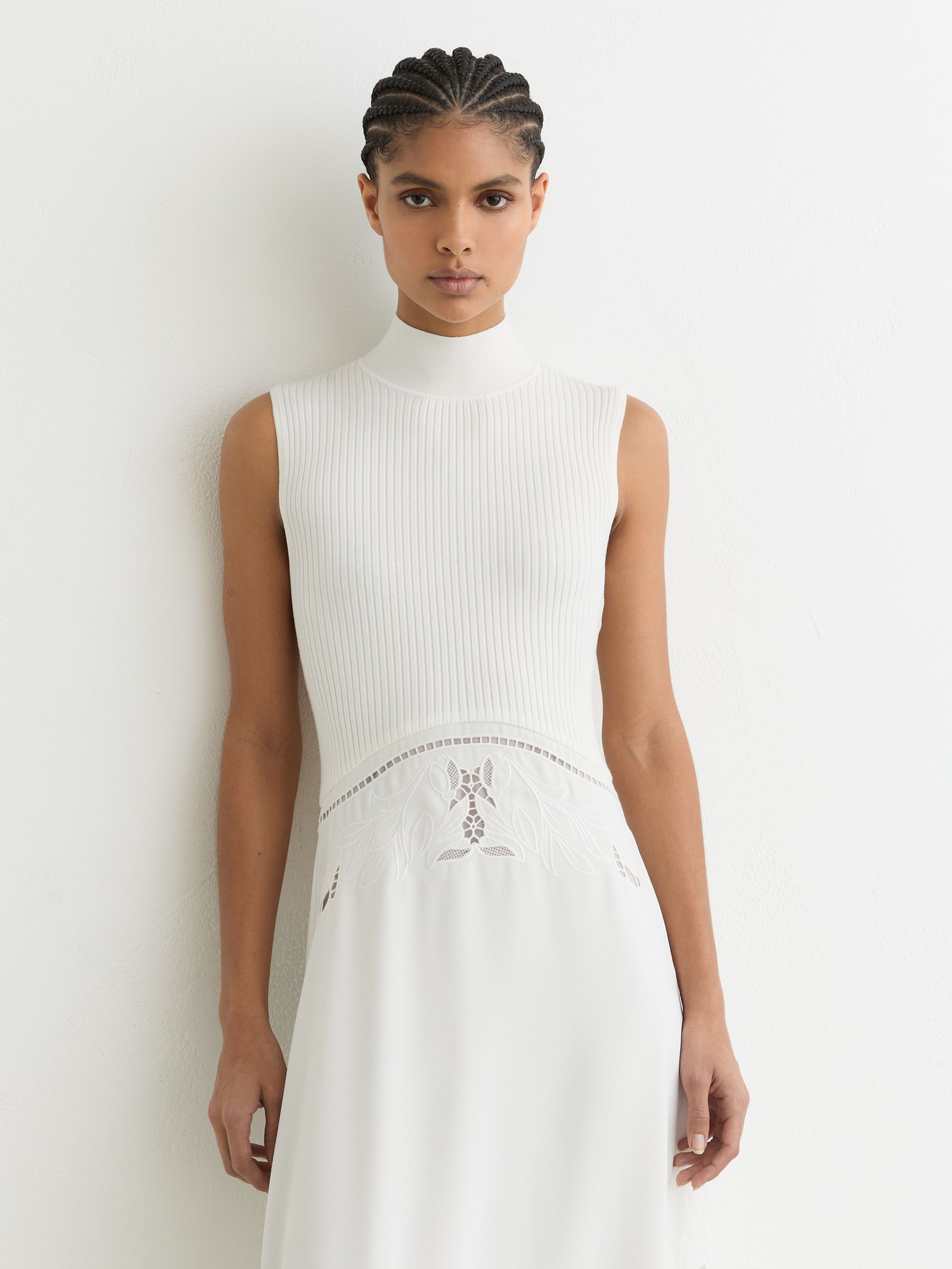 Buy Reiss Ivory Phoenix Knit Woven Midi Dress from the Next UK online shop