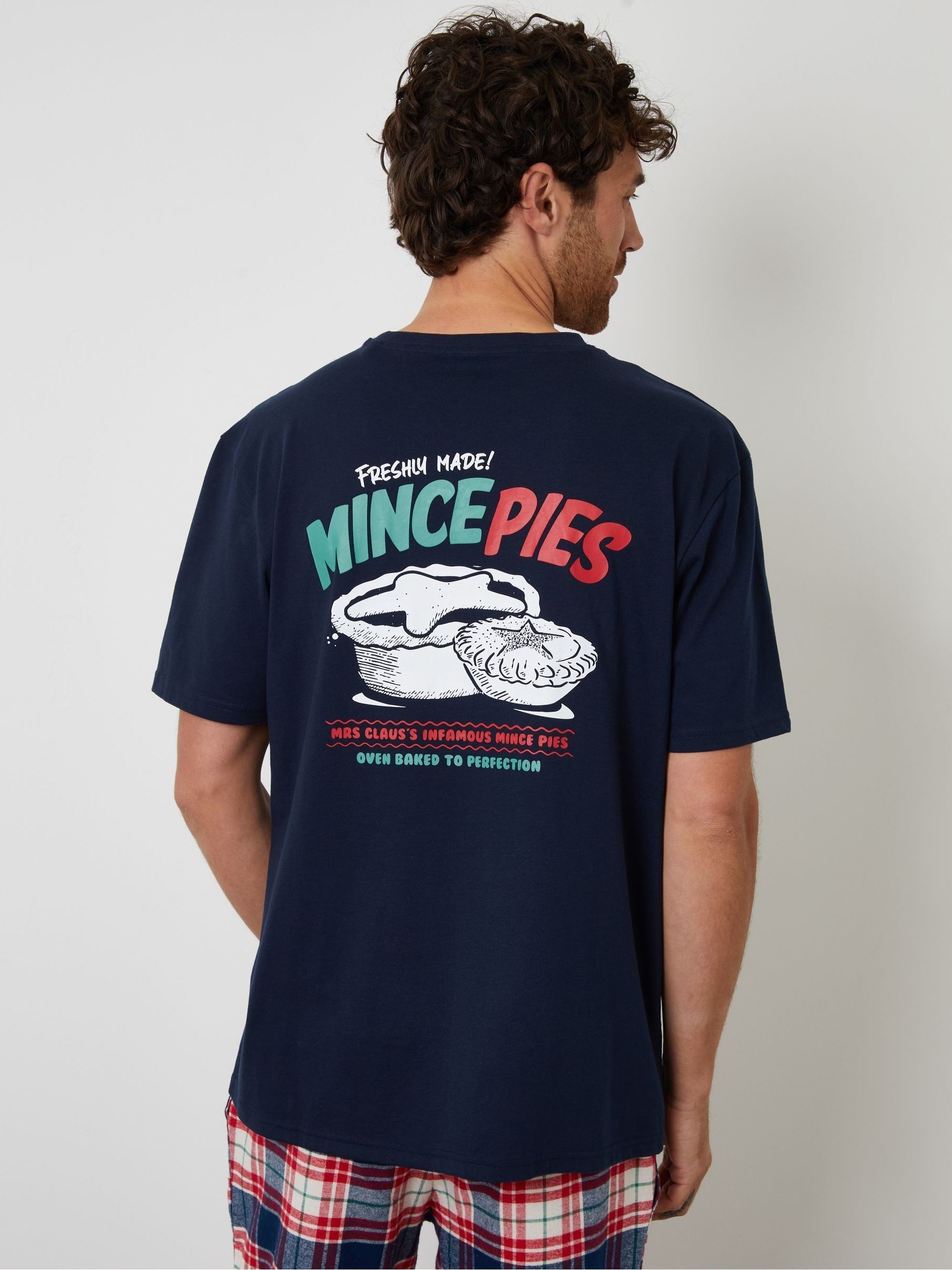 Buy Threadbare Blue Christmas Graphic Check Pyjamas Set from Next Israel