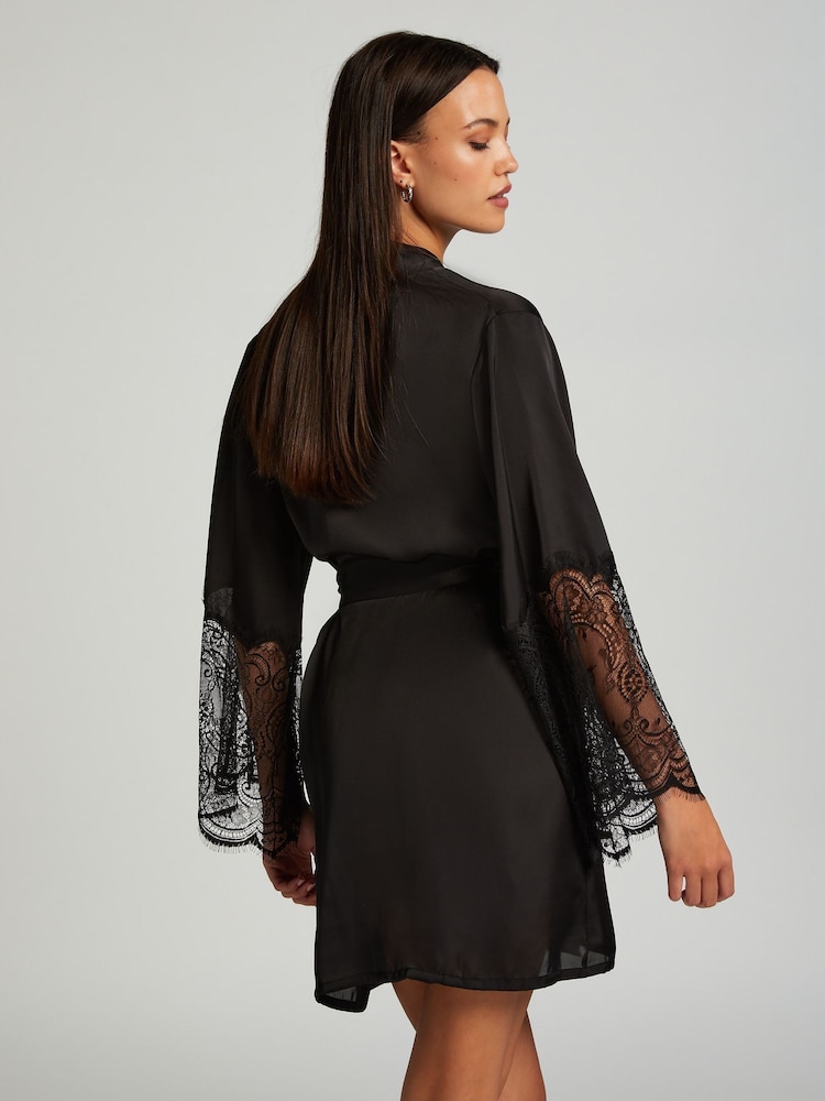 Buy Hunkemöller Satin Kimono Black Robe from Next Netherlands